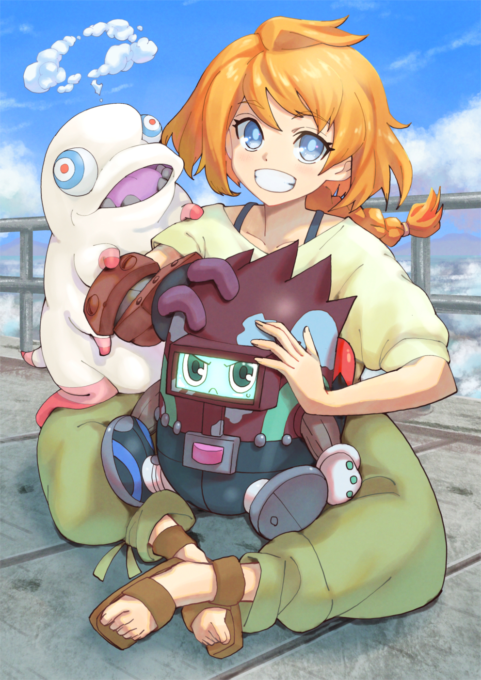 Safebooru - 1girl :d blue eyes braid braided ponytail day decadence ...