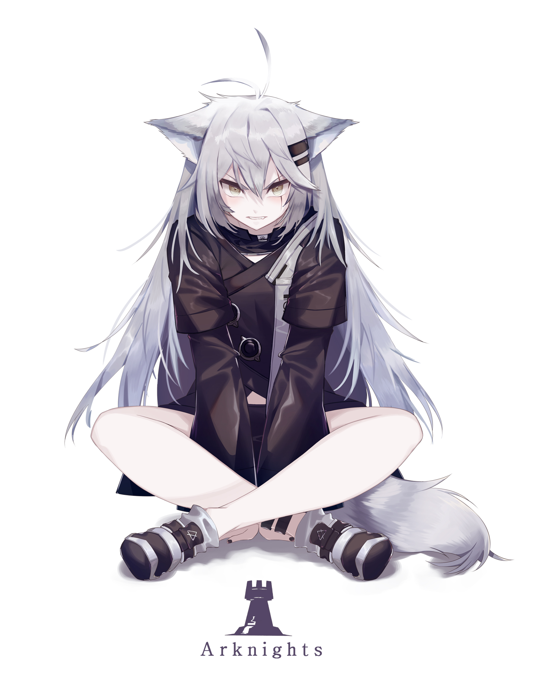 Safebooru - 1girl animal ears antenna hair arknights bangs black jacket clenched teeth ...