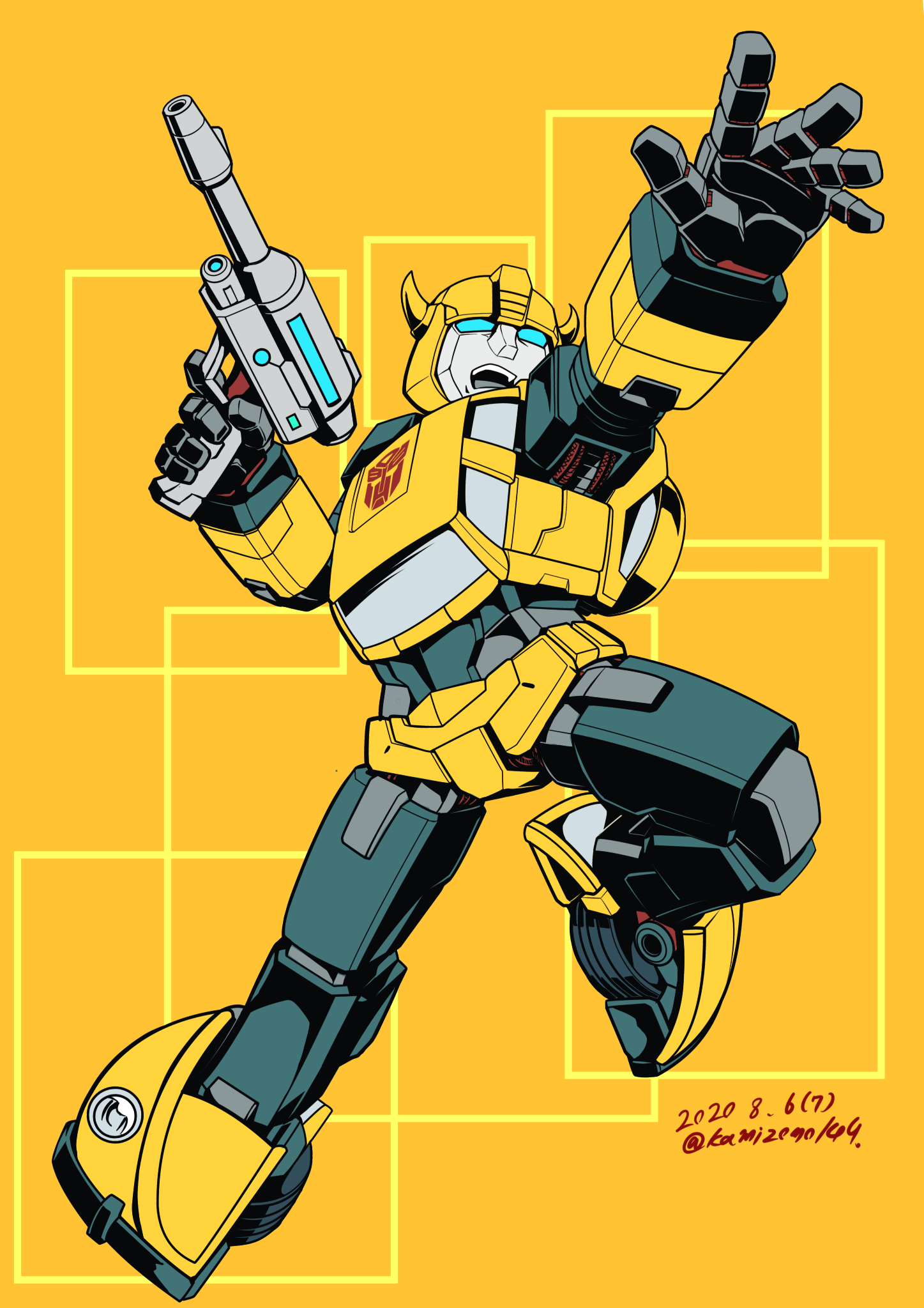 Safebooru - 1boy autobot bumblebee dated gun highres holding holding ...