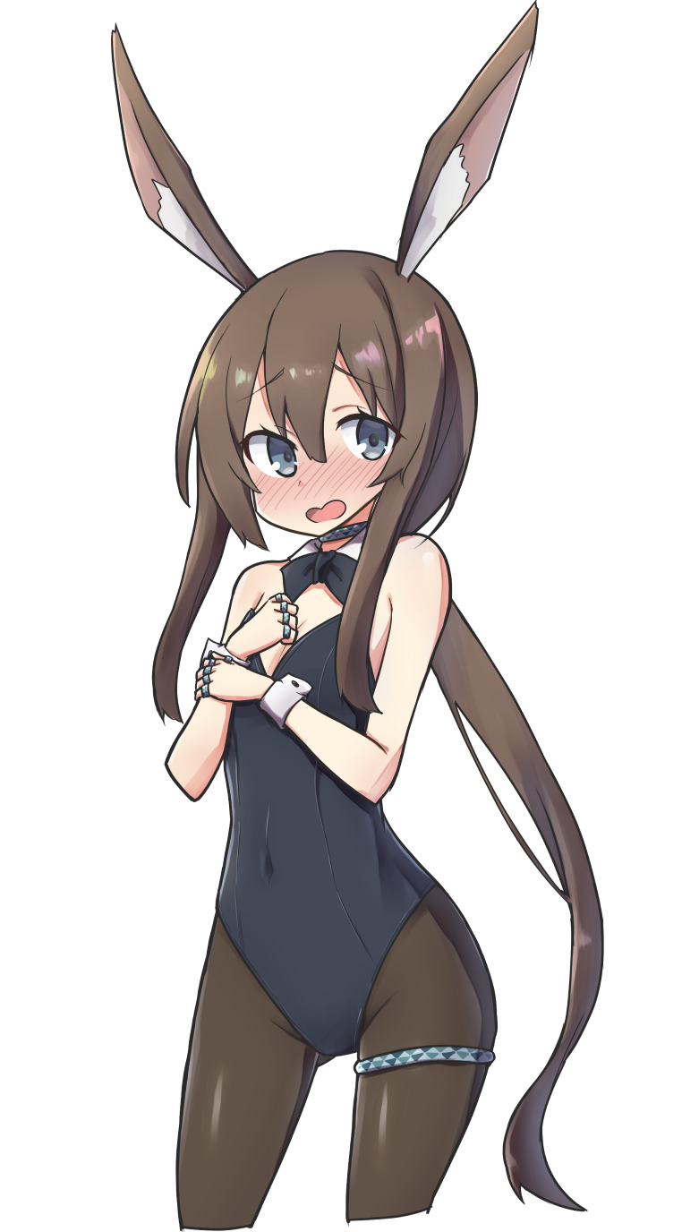 Safebooru - 1girl amiya (arknights) animal ears arknights bare shoulders black leotard black ...