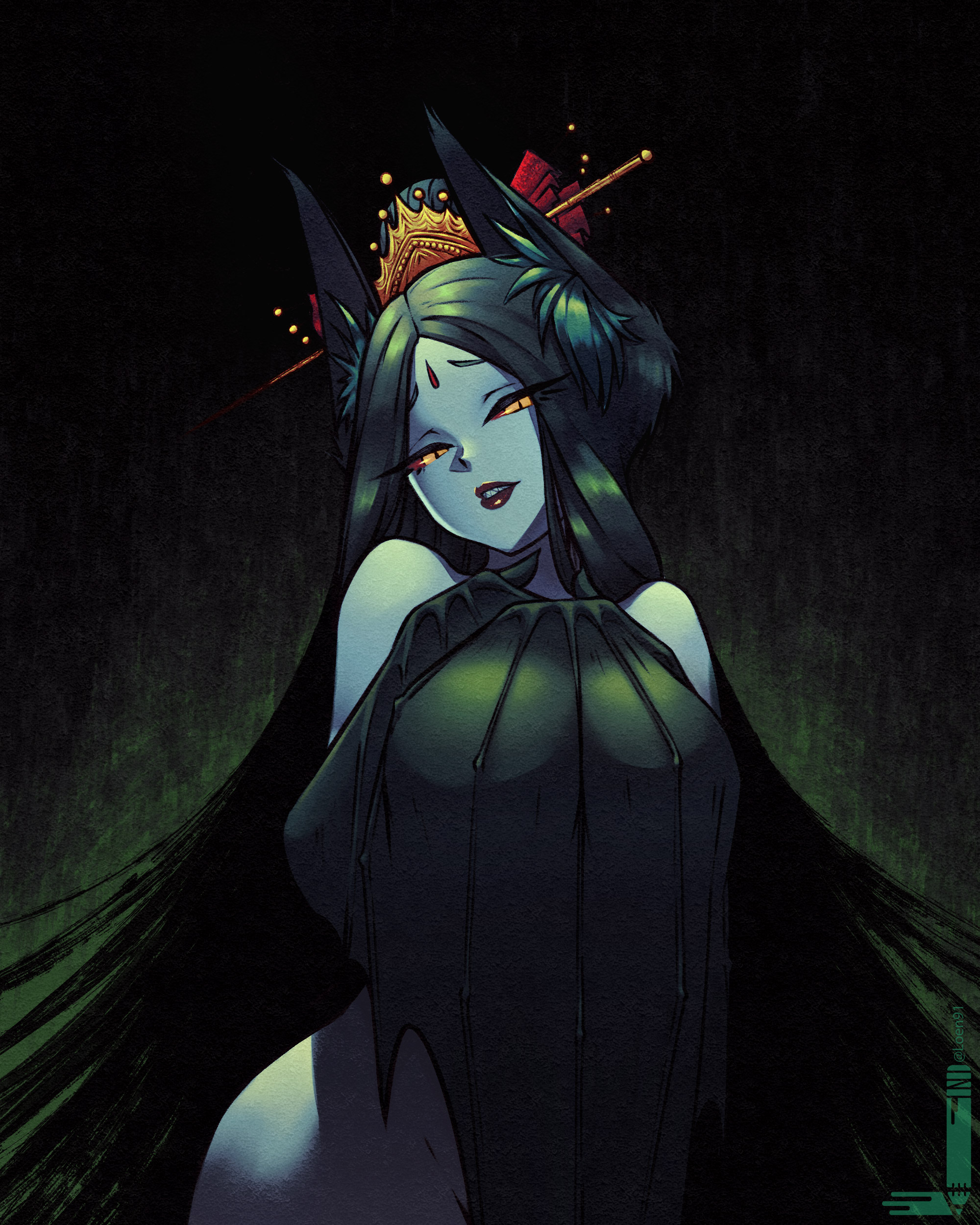 Safebooru - 1girl absurdres animal ears bangs bare shoulders bat ears bat girl bat wings black ...