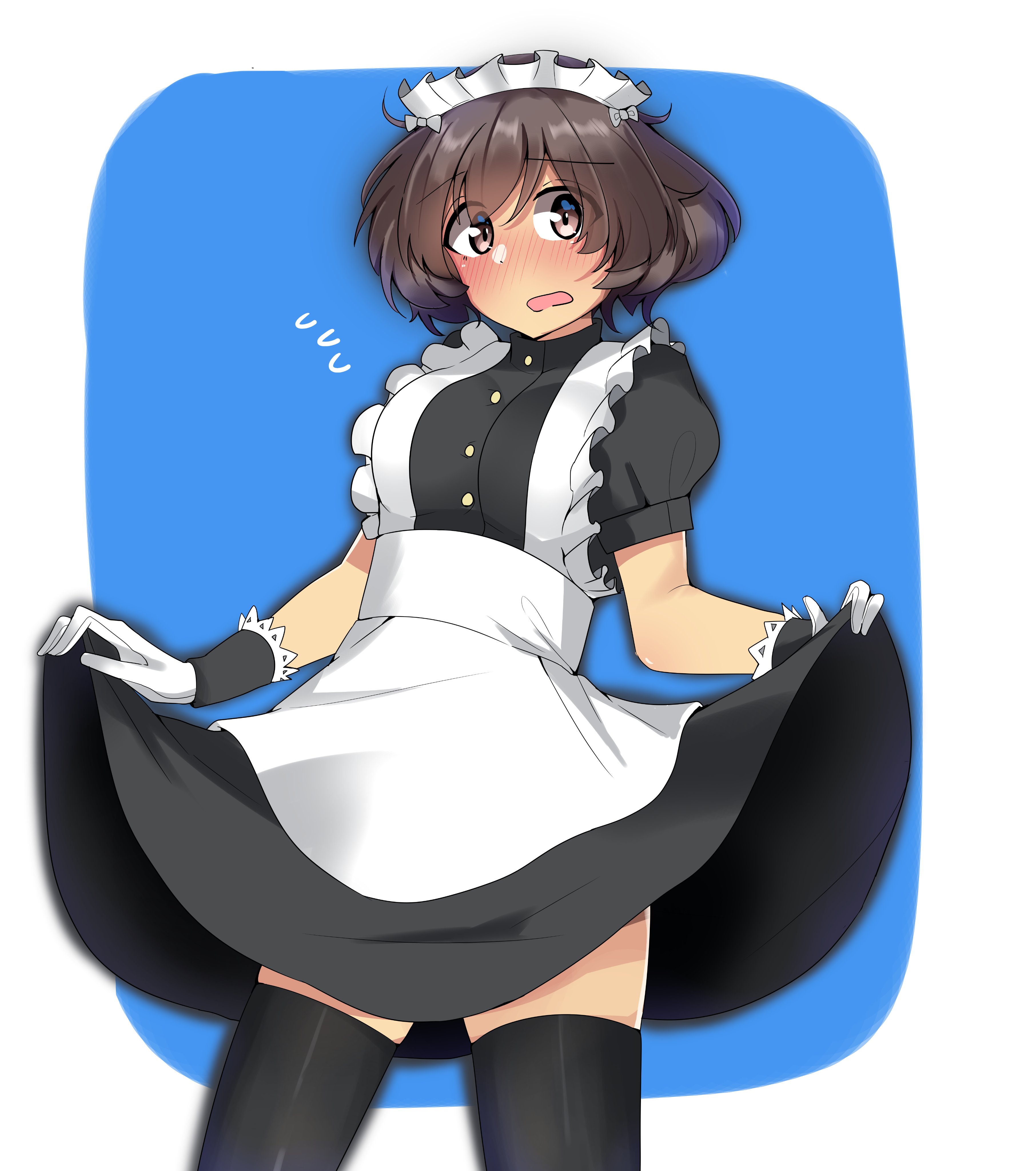 Safebooru - 1girl absurdres akiyama yukari alternate costume antyobi0720 apron bangs black dress ...