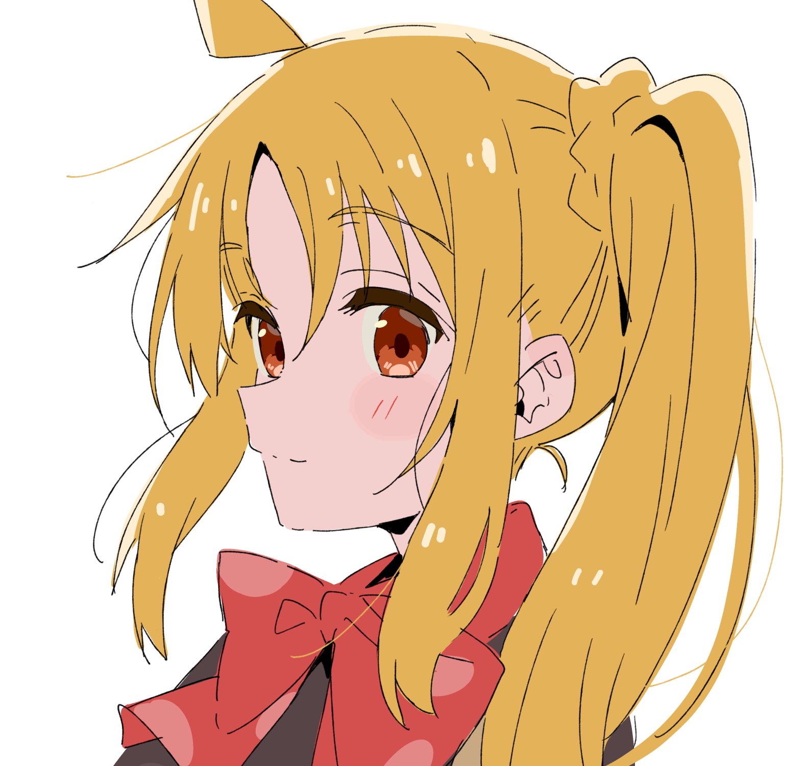 Safebooru - 1girl ahoge bangs black shirt blonde hair blush stickers bocchi the rock! bow braid ...