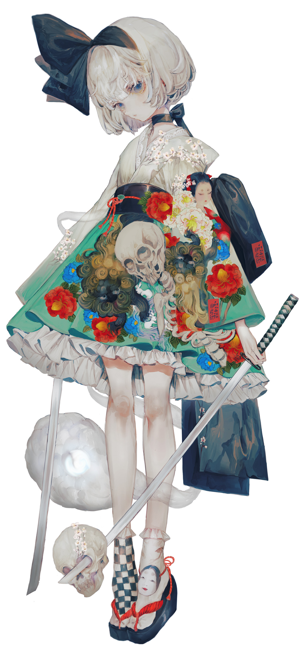 Safebooru - 1girl alternate costume alternate footwear asymmetrical legwear bangs black choker ...