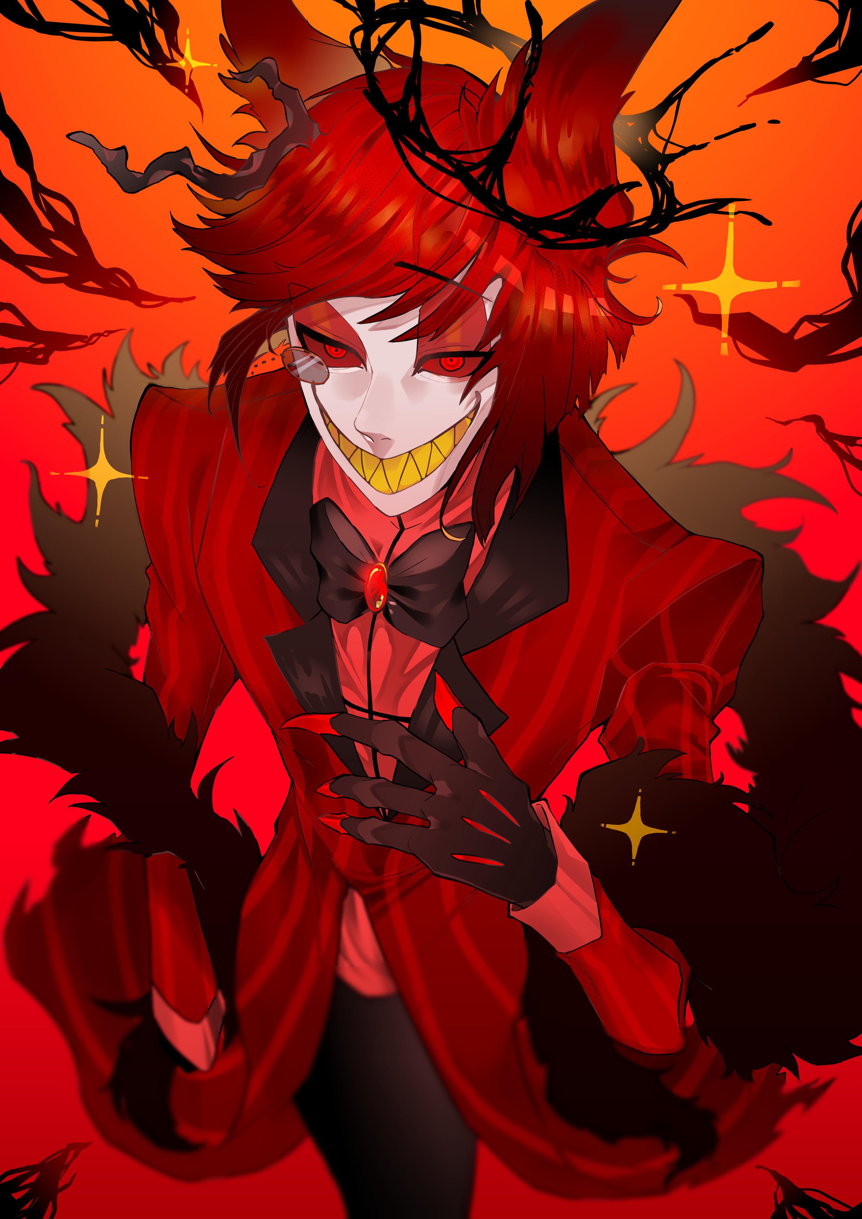 Safebooru - 1boy absurdres alastor (hazbin hotel) anco henry bow bowtie ...
