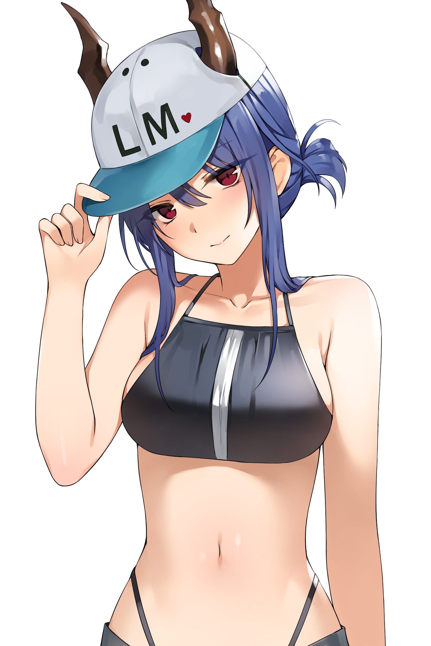 Safebooru - 1girl adjusting clothes adjusting hat arknights bangs bare arms bare shoulders ...