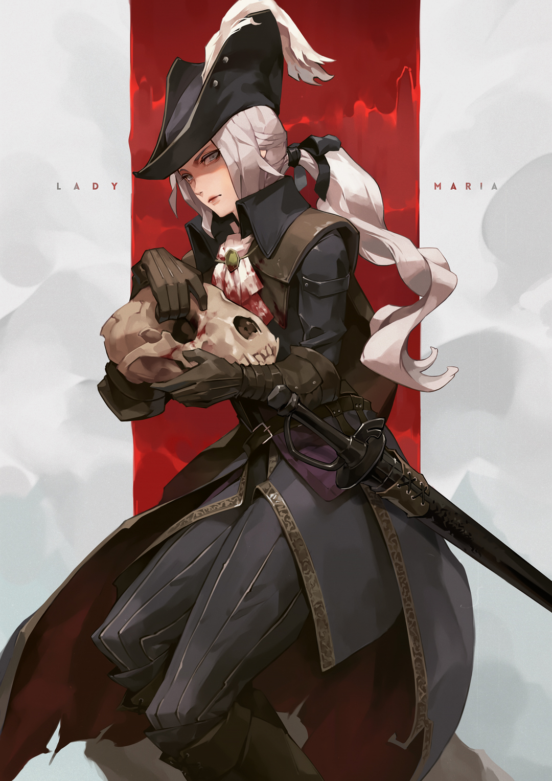 Safebooru - 1girl ascot black coat black headwear black pants blood bloodborne bloody clothes ...