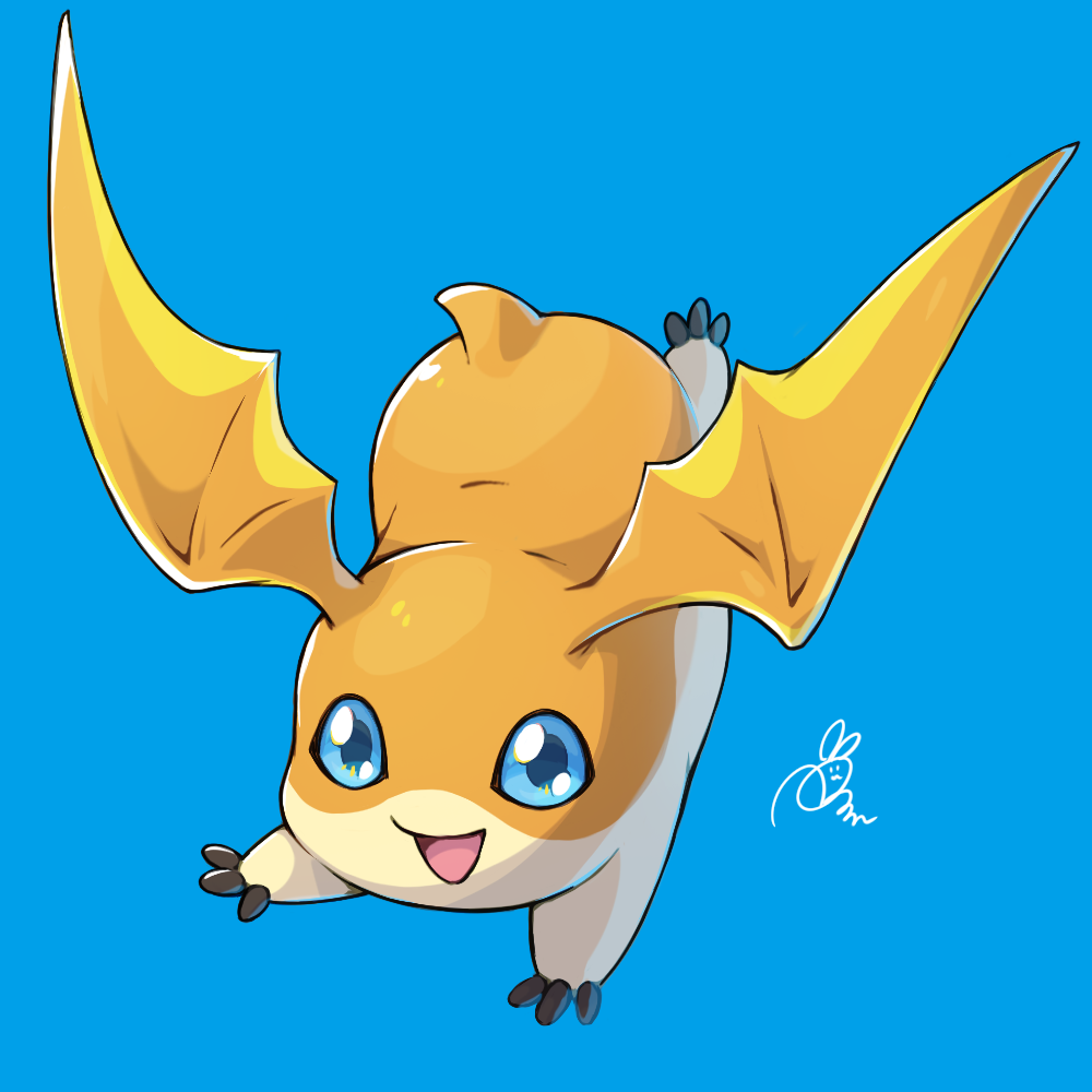 Safebooru - :d blue background blue eyes digimon digimon adventure full ...