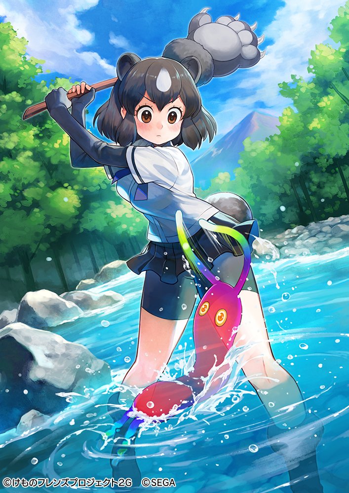 Safebooru - 1girl animal ears bear ears bear girl bear paw hammer bear tail bike shorts bike ...