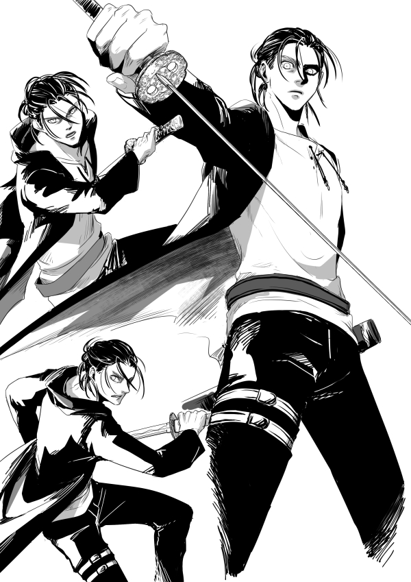 Safebooru - 1boy belt black hair black pants eren yeager hair bun ...