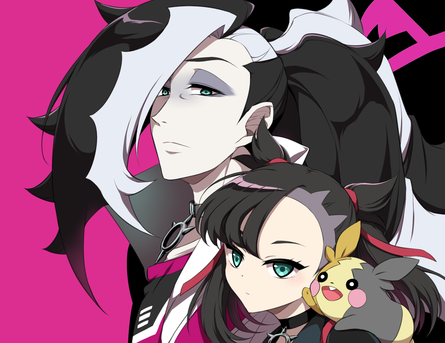 Safebooru - 1boy 1girl black hair brother and sister choker closed ...