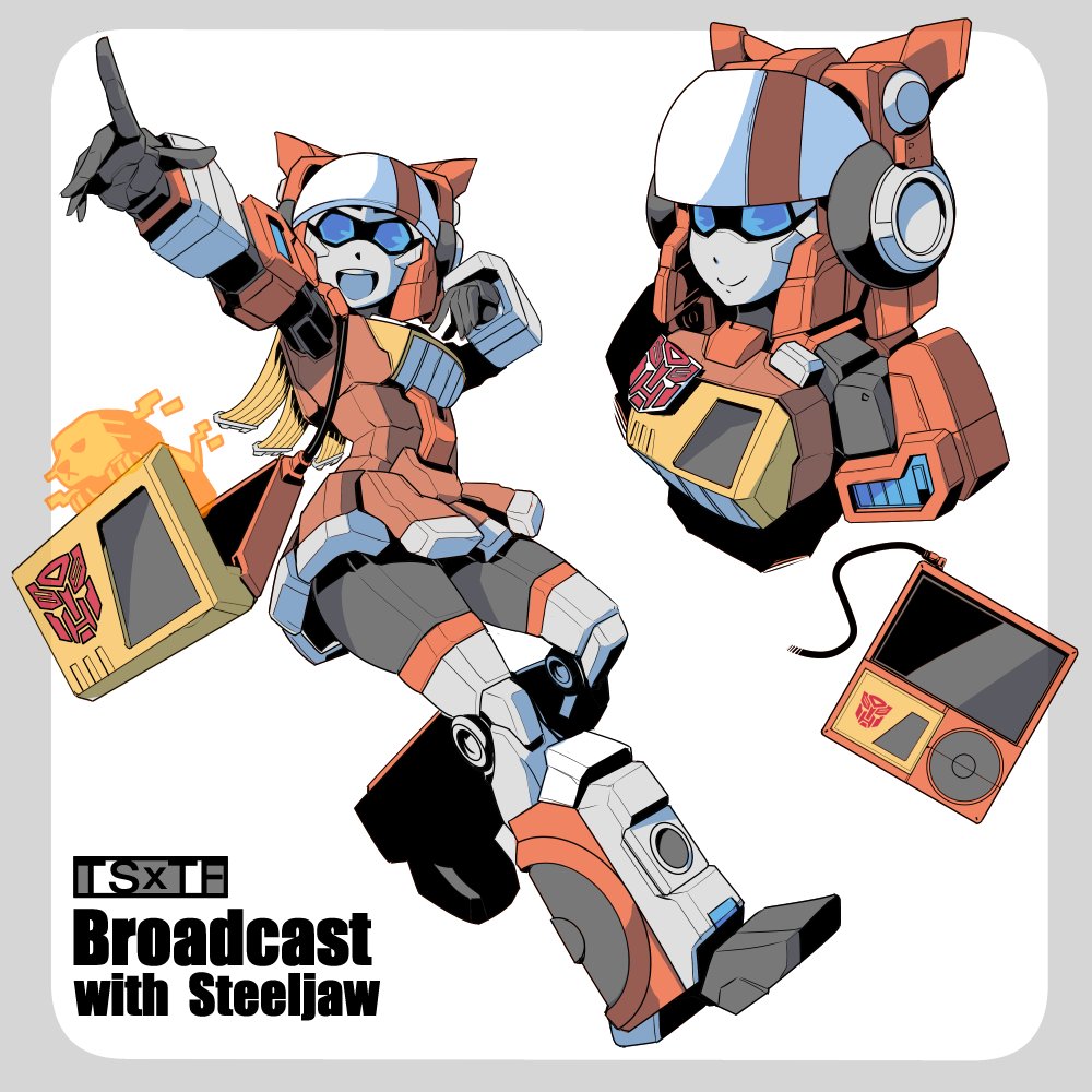 Safebooru - 1girl :d autobot bag blaster (transformers) blue eyes cd ...