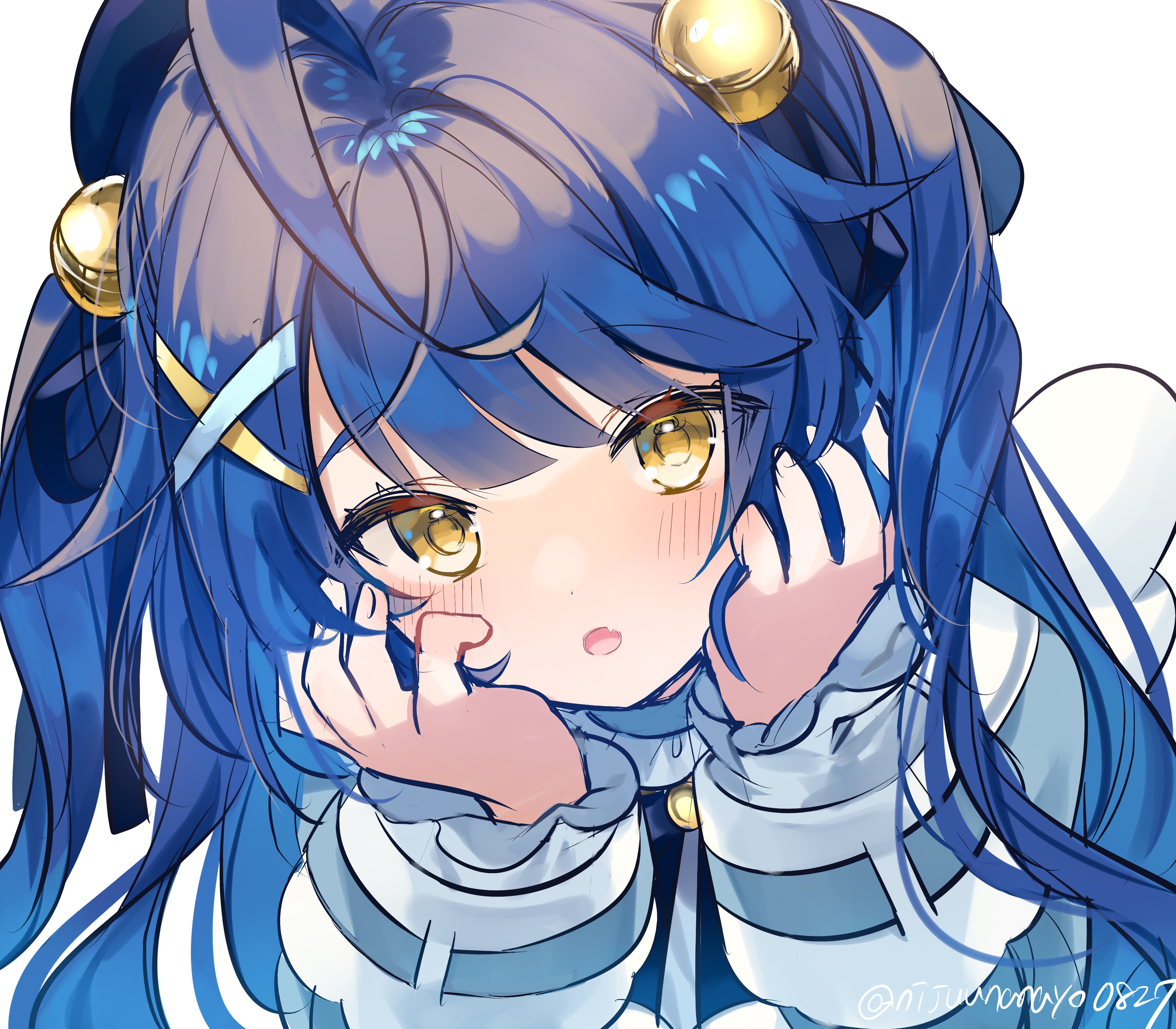 Safebooru - 1girl :o absurdres ahoge amamiya kokoro bangs bell beret black headwear black ribbon ...