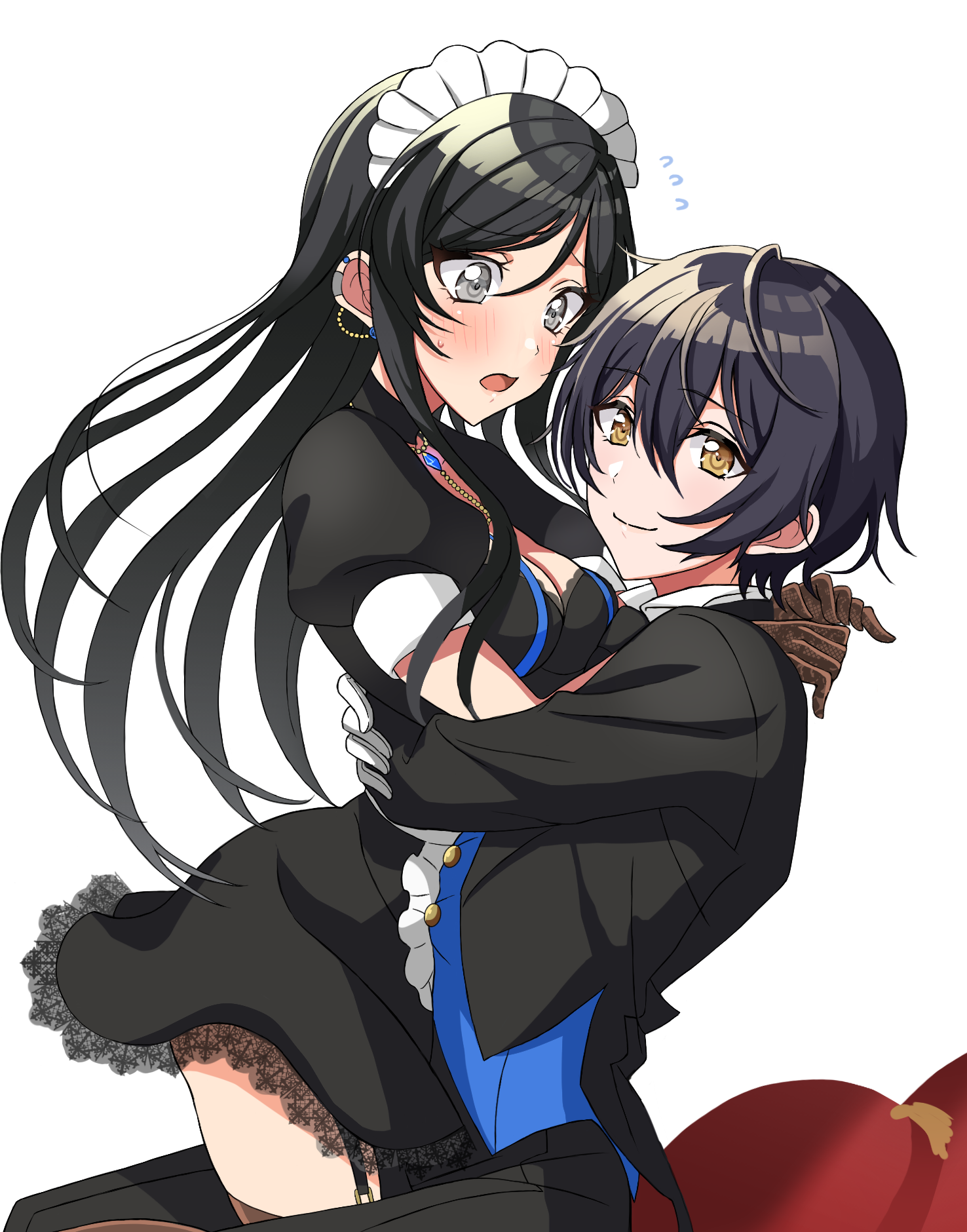 Safebooru - 2girls aoyagi tsubaki bakkanda bangs black hair blush breasts brown gloves d4dj ...