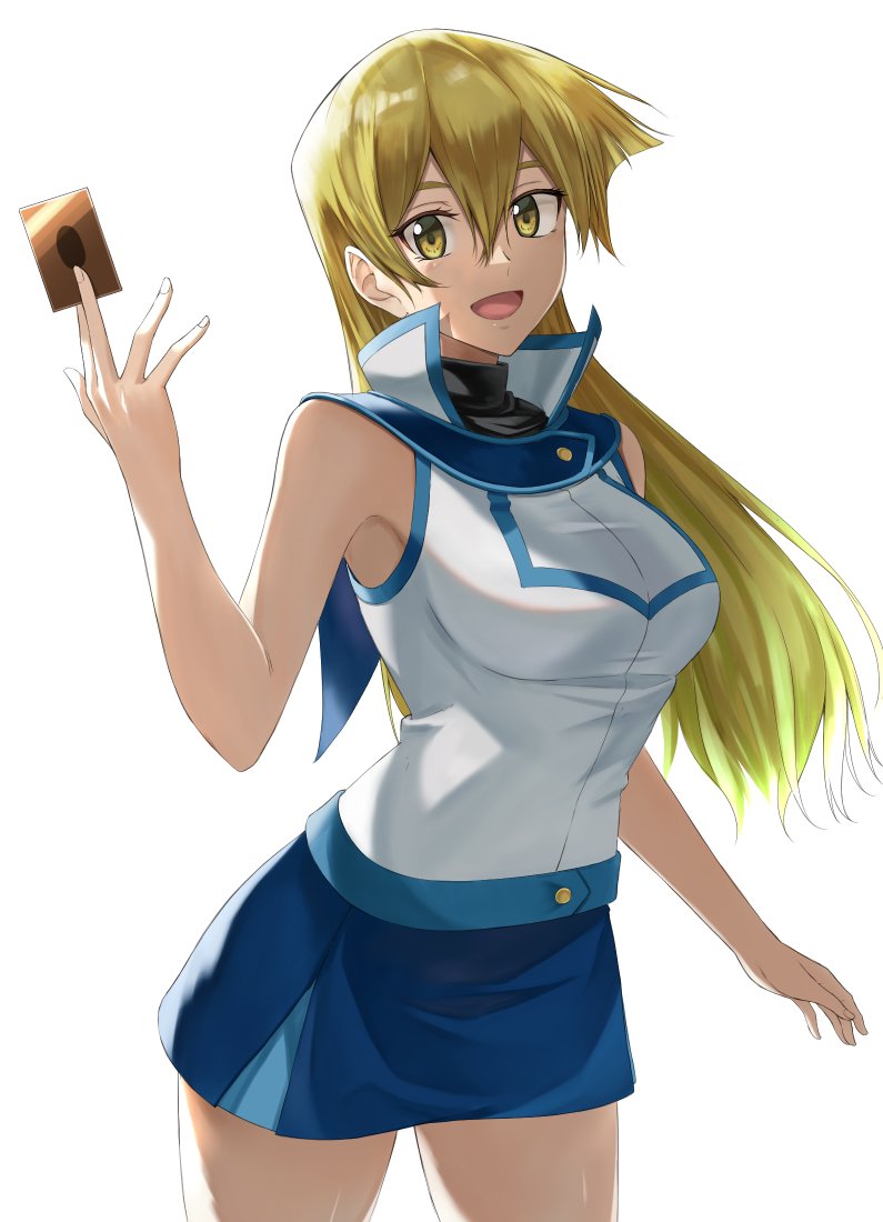 Safebooru 1girl D Bangs Black Vest Blonde Hair Blue Skirt Breasts 4163