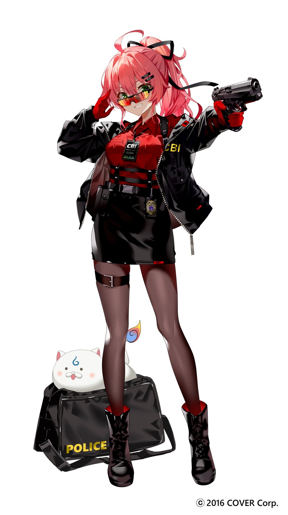 Safebooru - 1girl 35p (sakura miko) ahoge aiming alternate costume ...