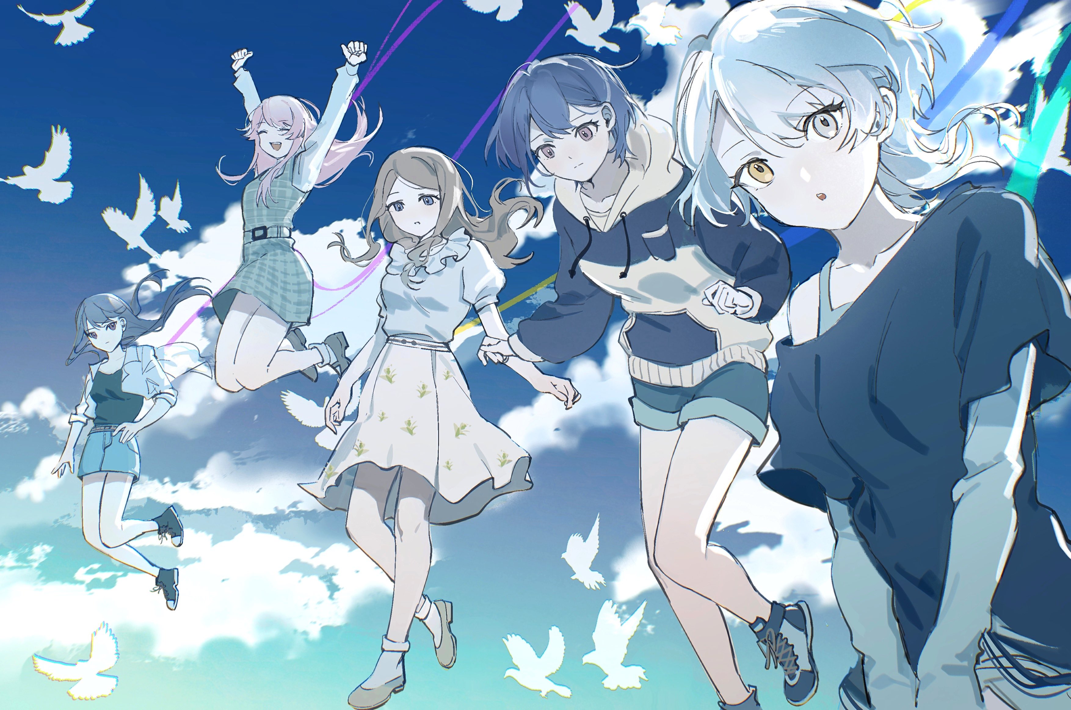 Safebooru - 5girls ^ ^ absurdres arms up artist request bang dream! bang dream! it's mygo ...