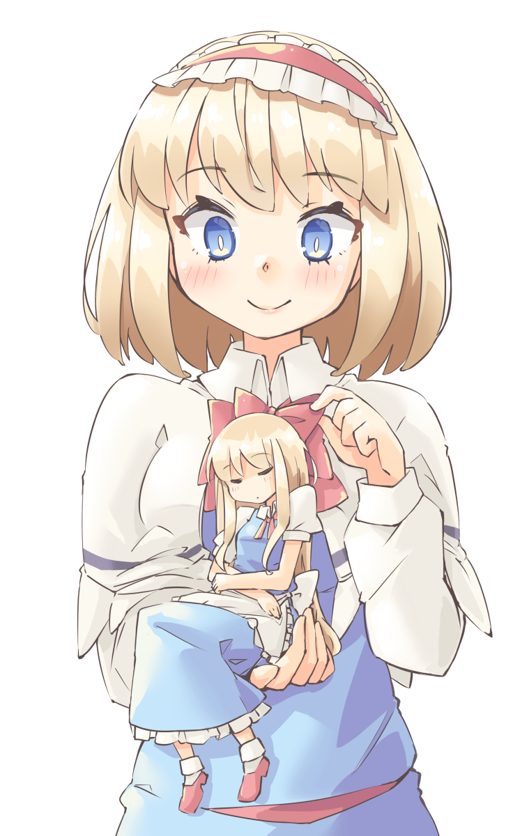 Safebooru - alice margatroid apron arnest bangs blonde hair blue dress blue eyes blush bow ...