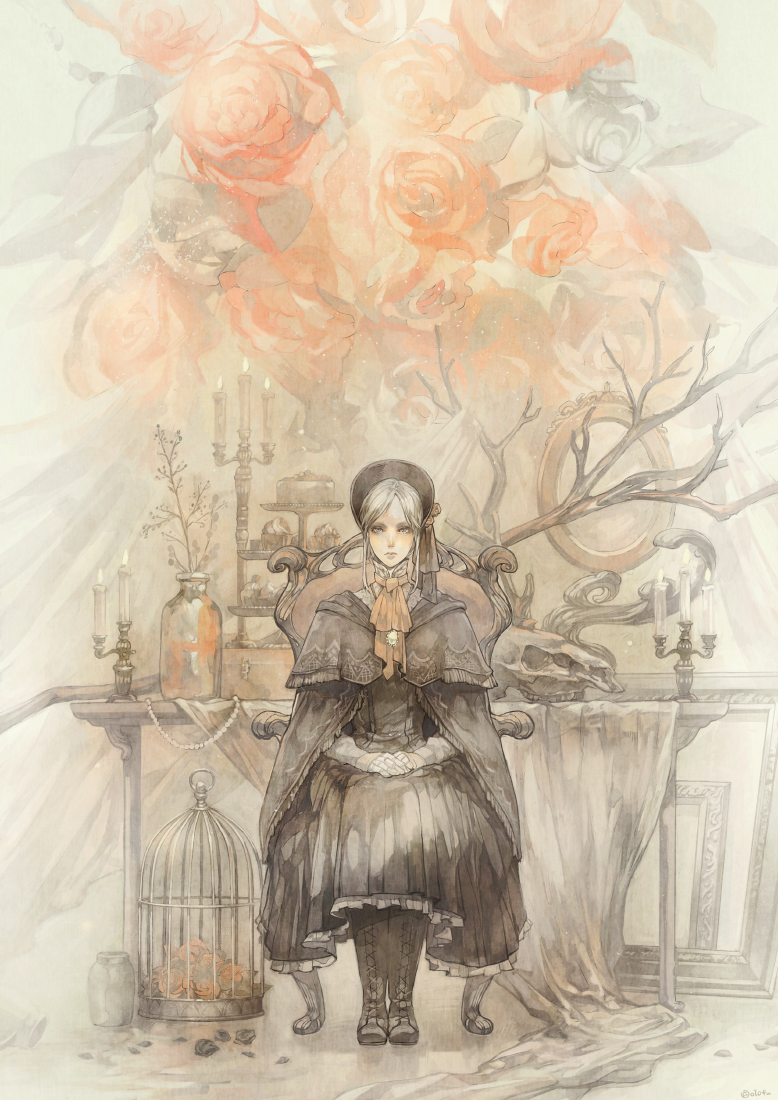 Safebooru - 1girl aqua eyes birdcage bloodborne cage cakes candle doll ...