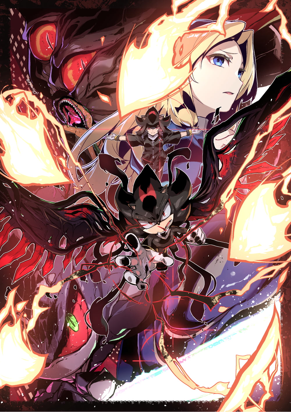 Safebooru - 2girls alien biolizard black doom blonde hair blue eyes ...