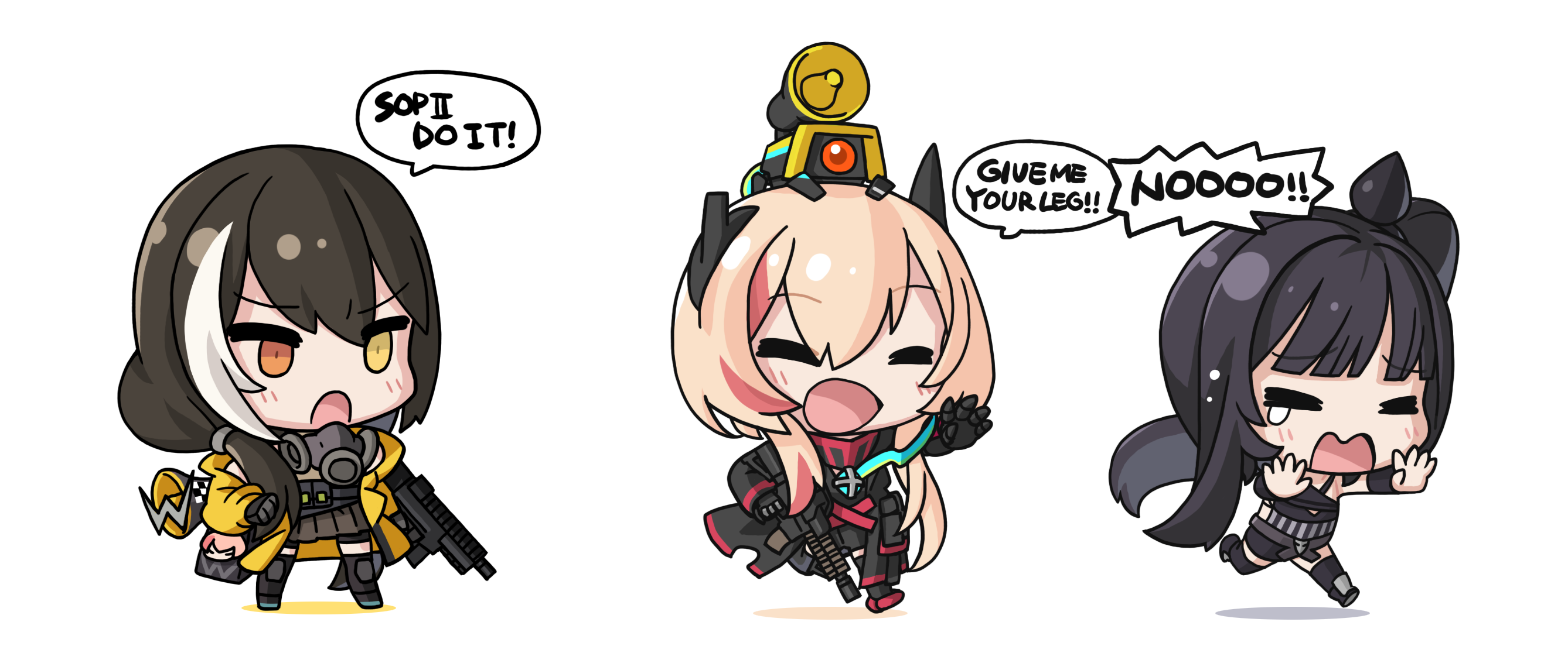 Safebooru - 3girls architect (girls frontline) bangs black jacket chibi ...