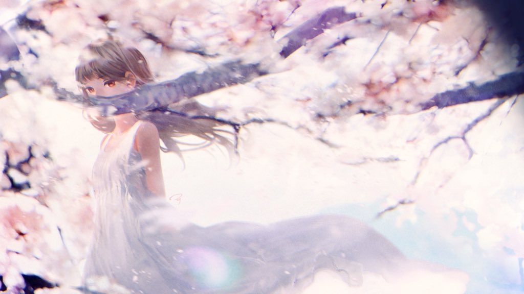 Safebooru - 1girl anna (drw01) arms behind back blurry foreground brown eyes brown hair day ...