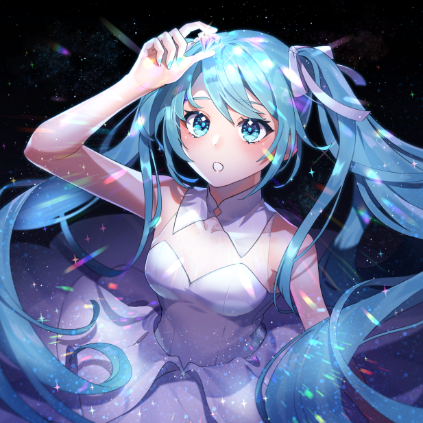 Safebooru - 1girl :o bangs bare arms bare shoulders blue eyes blue hair blue nails blush breasts ...