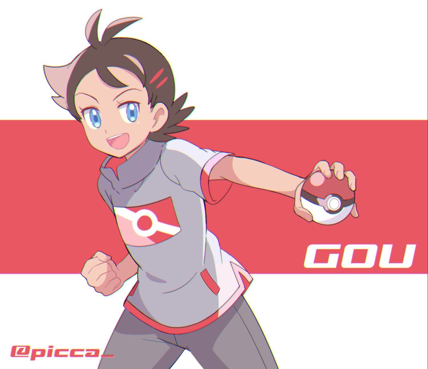 Safebooru - 1boy antenna hair artist name bangs black pants blue eyes brown hair character name ...