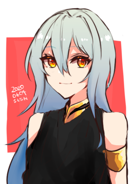 Safebooru - 1other androgynous bangs bare shoulders blue hair closed ...