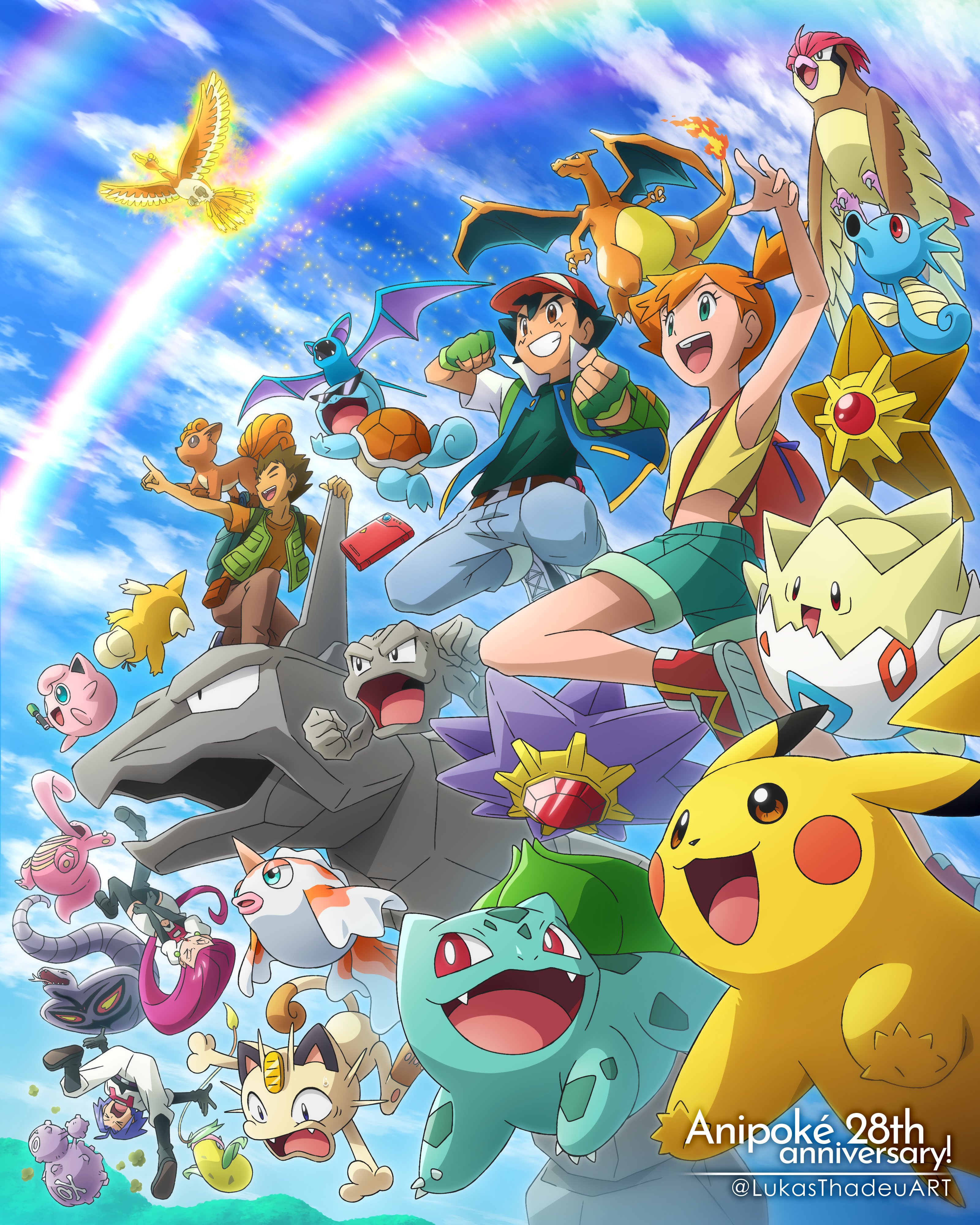 Safebooru - 2girls 3boys :d absurdres anniversary aqua shirt aqua ...