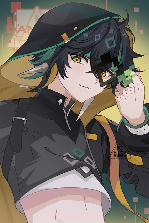 Safebooru - 1boy black cape black hair black mask black shirt cape crop ...