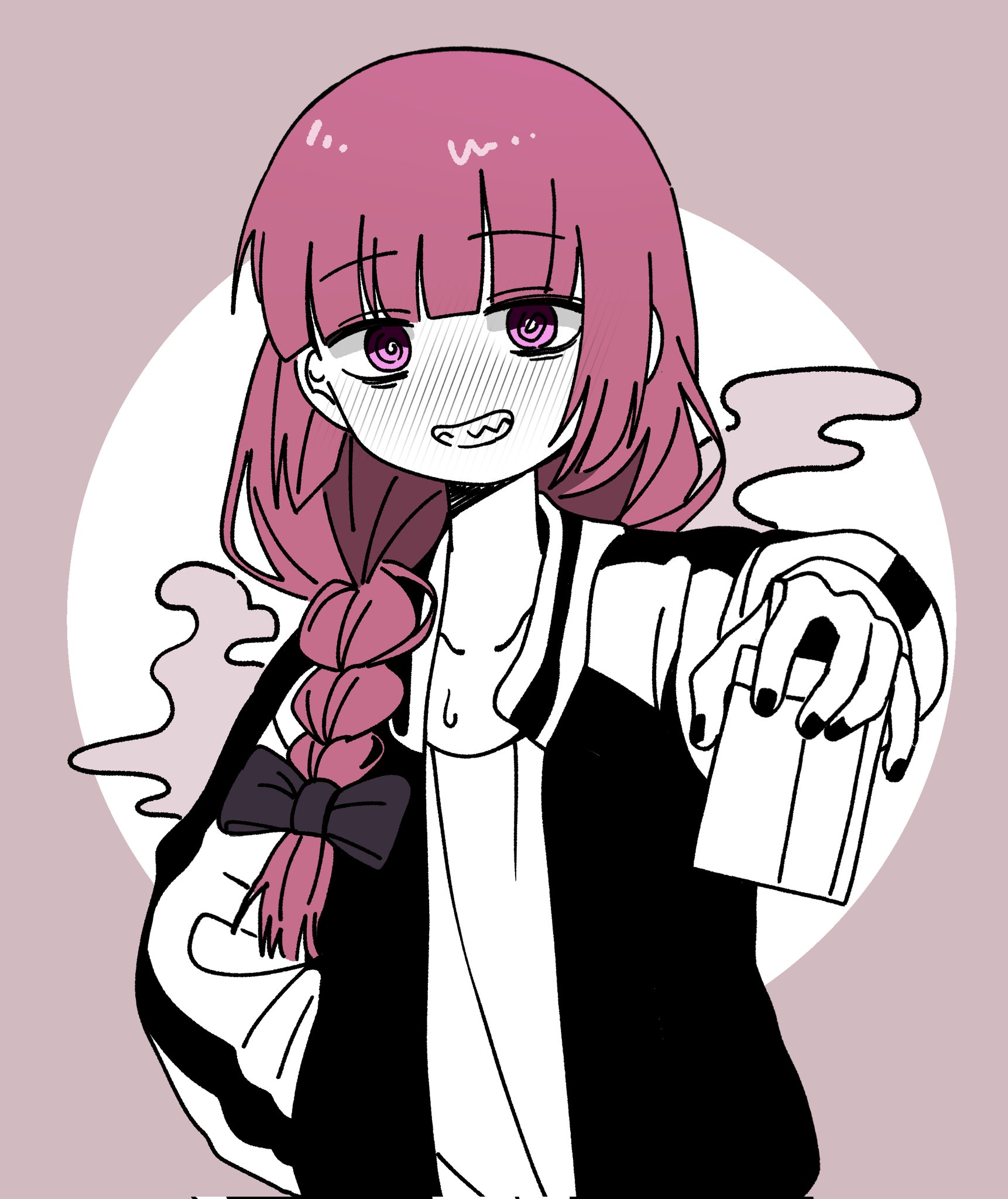 Safebooru - 1girl alcohol carton bags under eyes black nails blunt bangs blush bocchi the rock ...