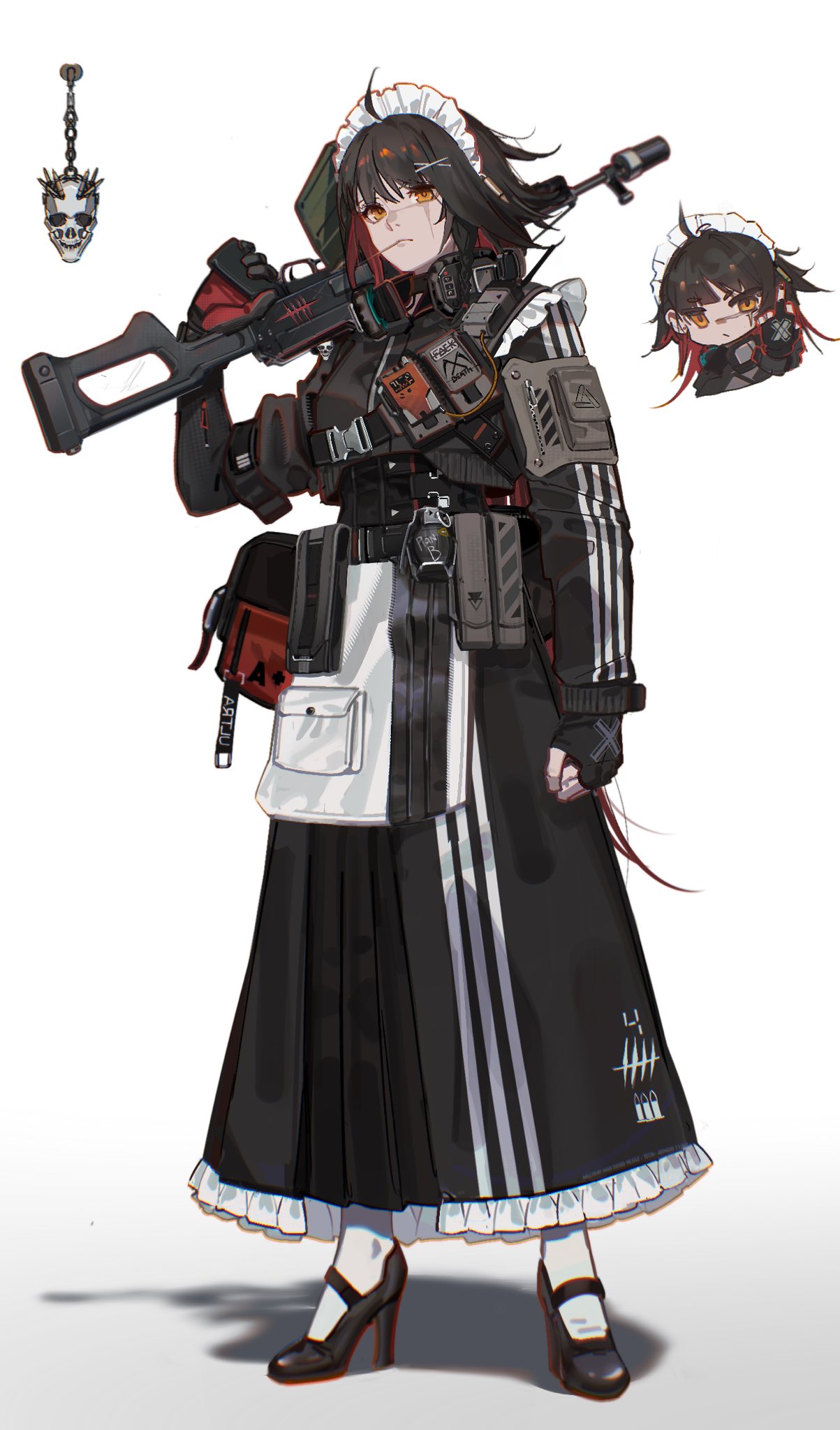 Safebooru - 1girl adidas ammunition pouch antenna hair assault rifle ...