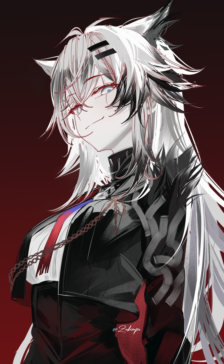 Safebooru - 1girl arknights black hair black jacket black streaks blue ...