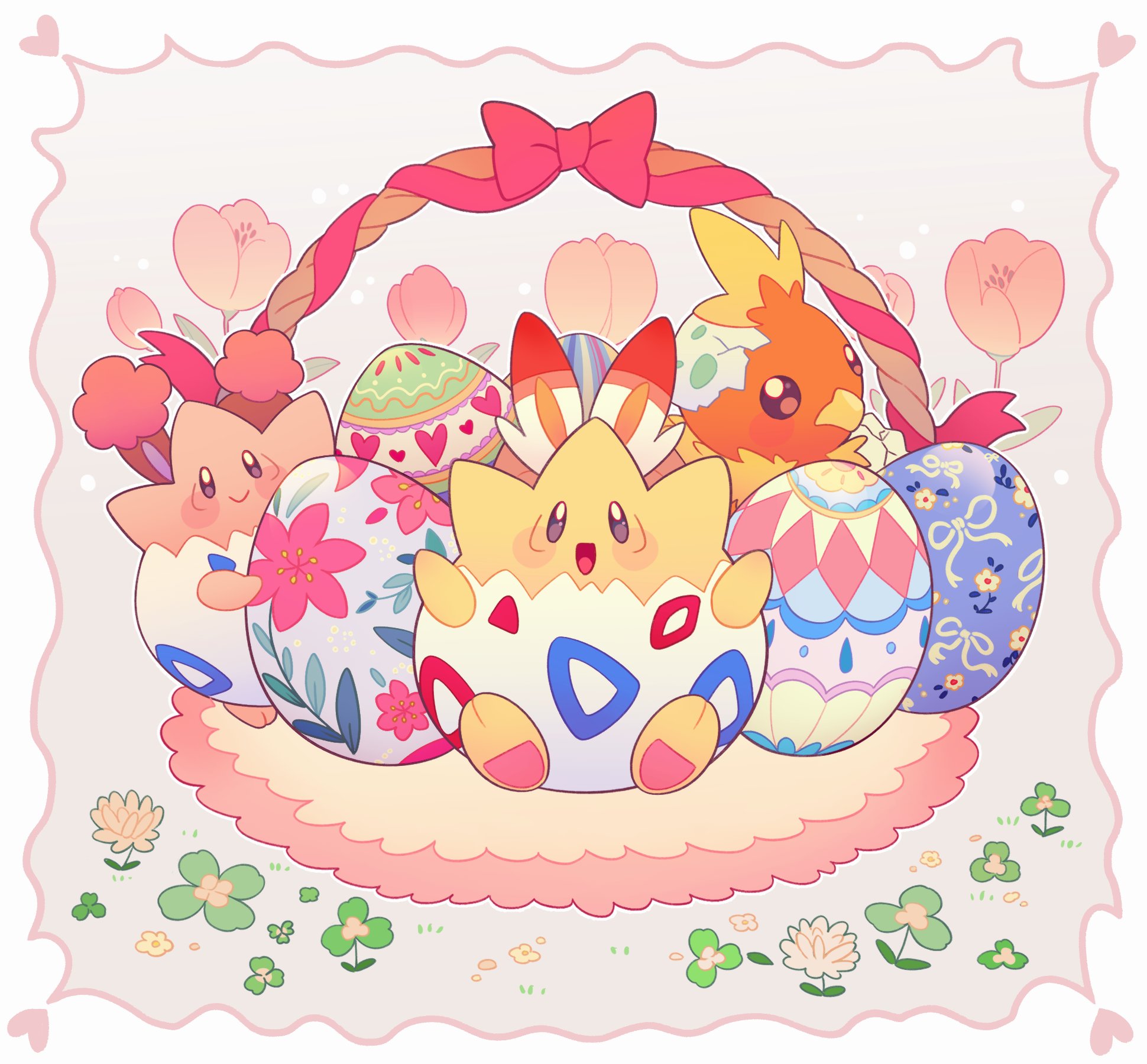 Safebooru - :d blush stickers bow buneary clover commentary easter ...