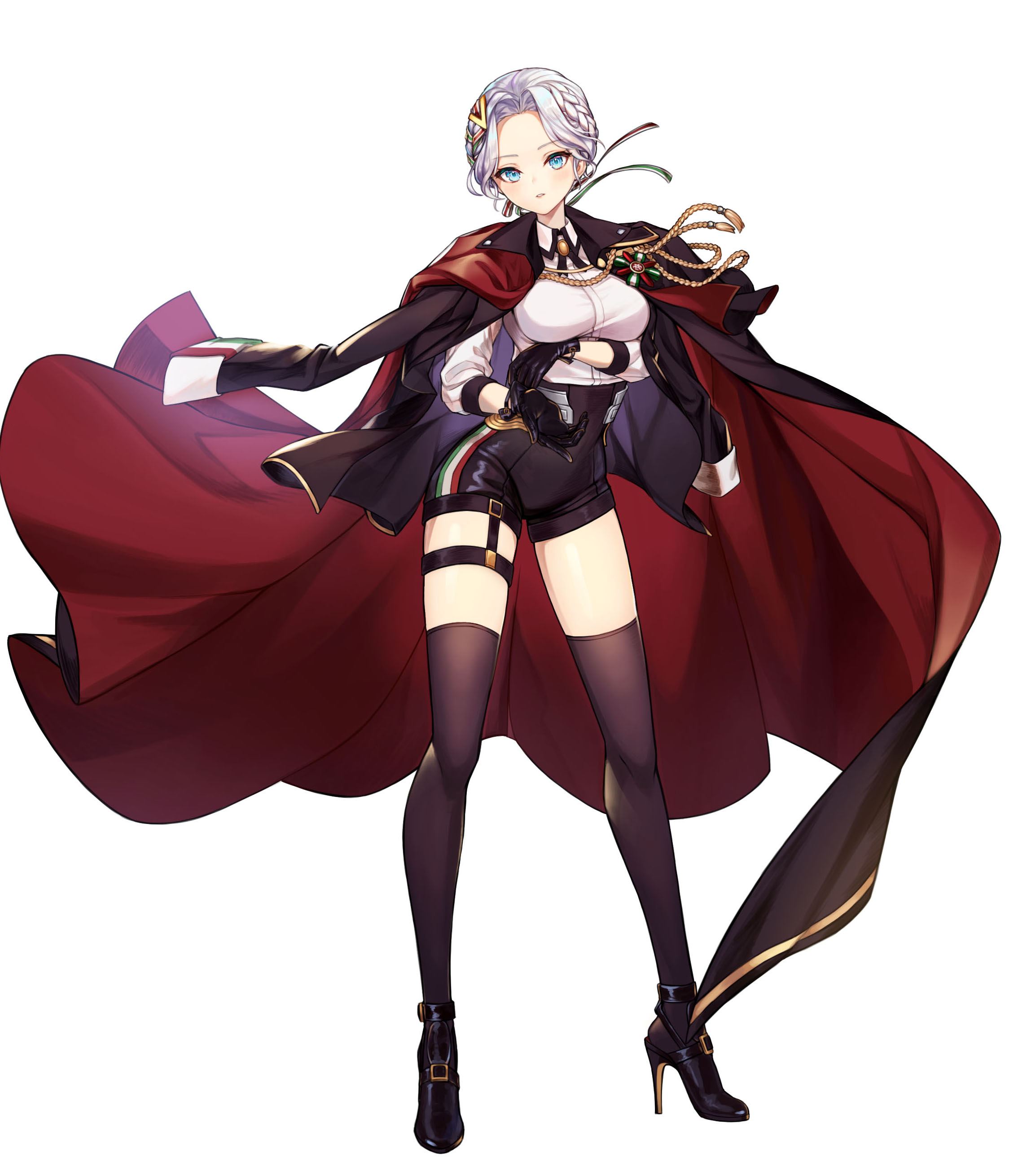 Safebooru - 1girl absurdres aiguillette arm under breasts bangs black footwear black gloves ...