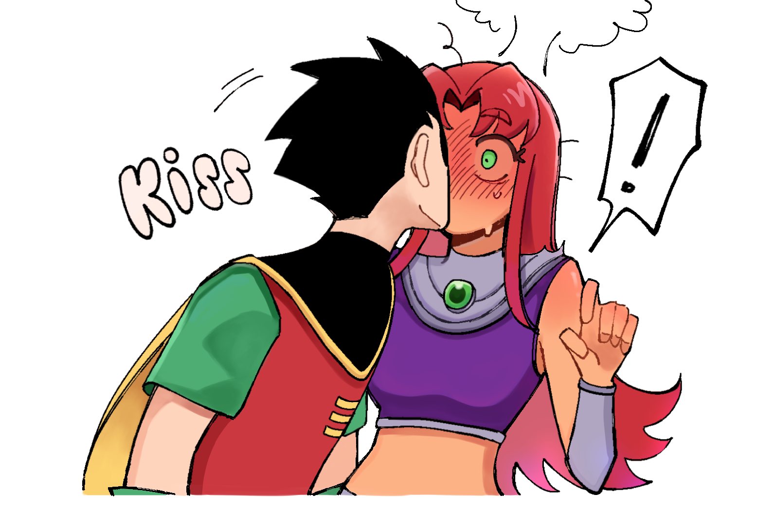 Safebooru - ! 1boy 1girl black cape black hair blush cape dc comics gloves green eyes green ...