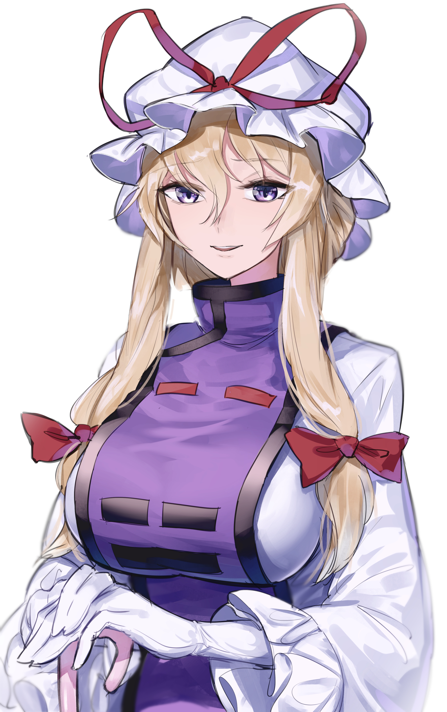 Safebooru - 1girl absurdres bangs bow breasts closed umbrella dress eyebrows visible through ...