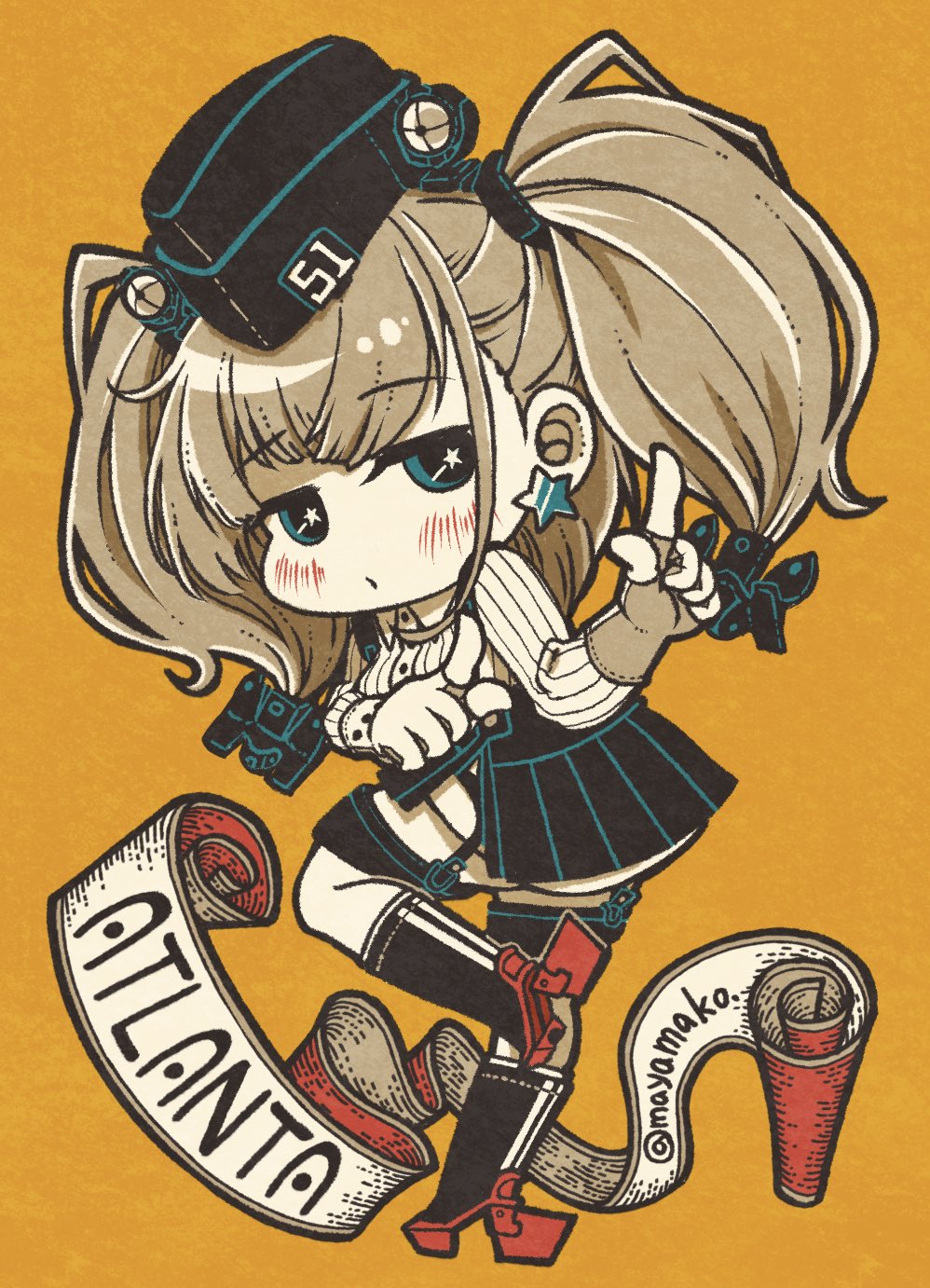 Safebooru - 1girl anchor hair ornament atlanta (kantai collection) black footwear black headwear ...