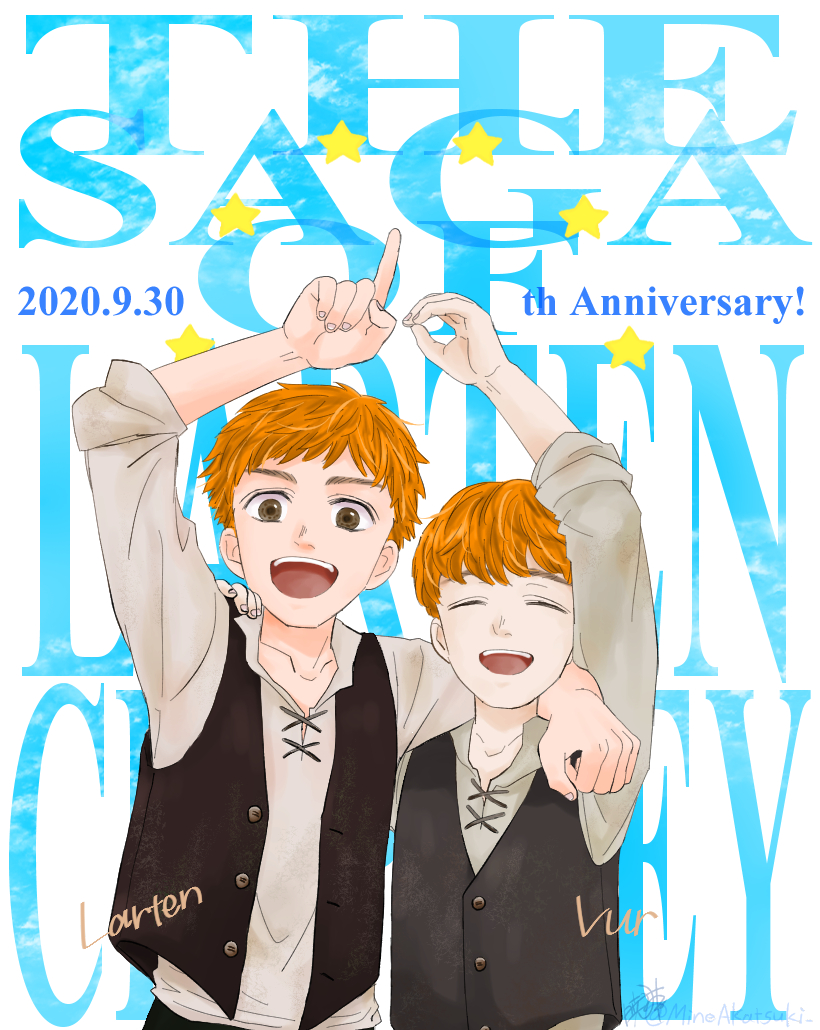 Safebooru - 2boys arm up brown eyes child closed eyes cousins larten ...