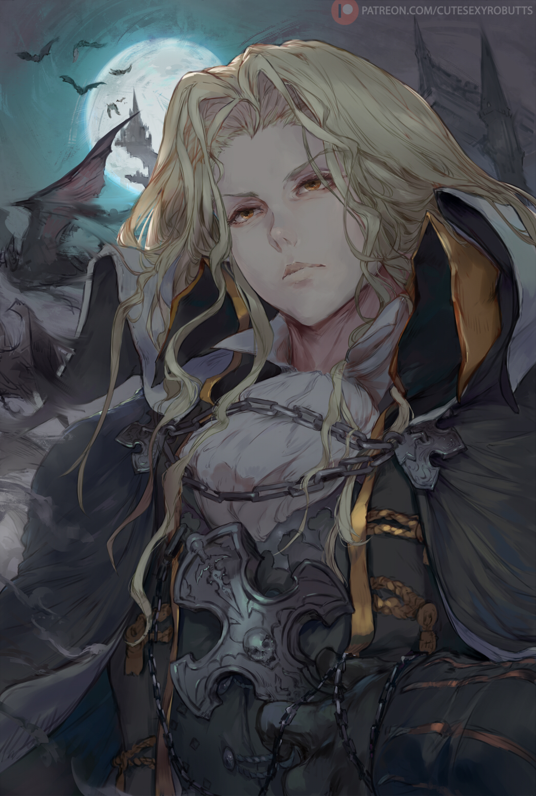 Safebooru - 1boy alucard (castlevania) bat blonde hair brown eyes castle castlevania castlevania ...