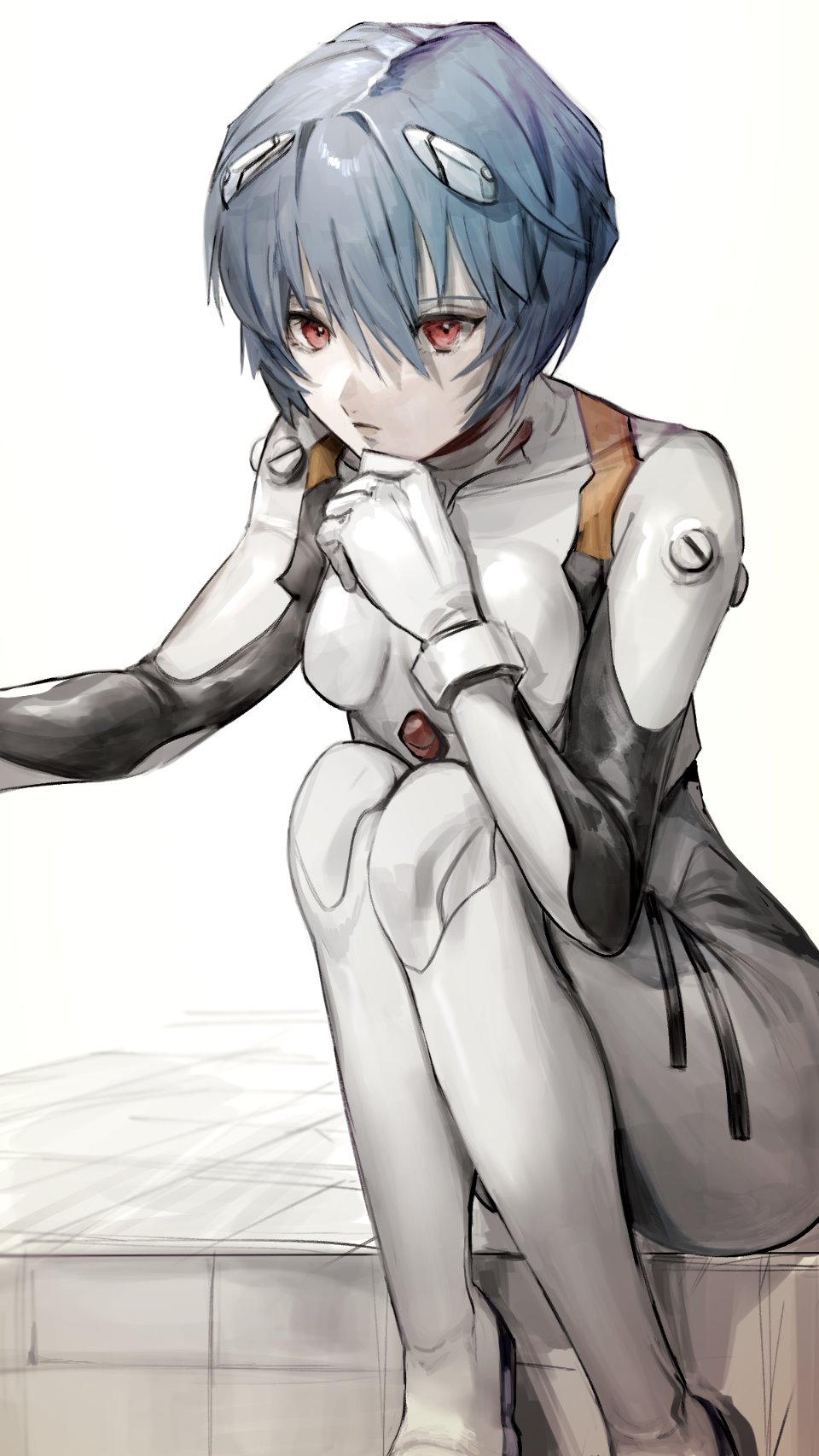 Safebooru - 1girl ayanami rei bangs blue hair bodysuit breasts closed mouth hair between eyes ...