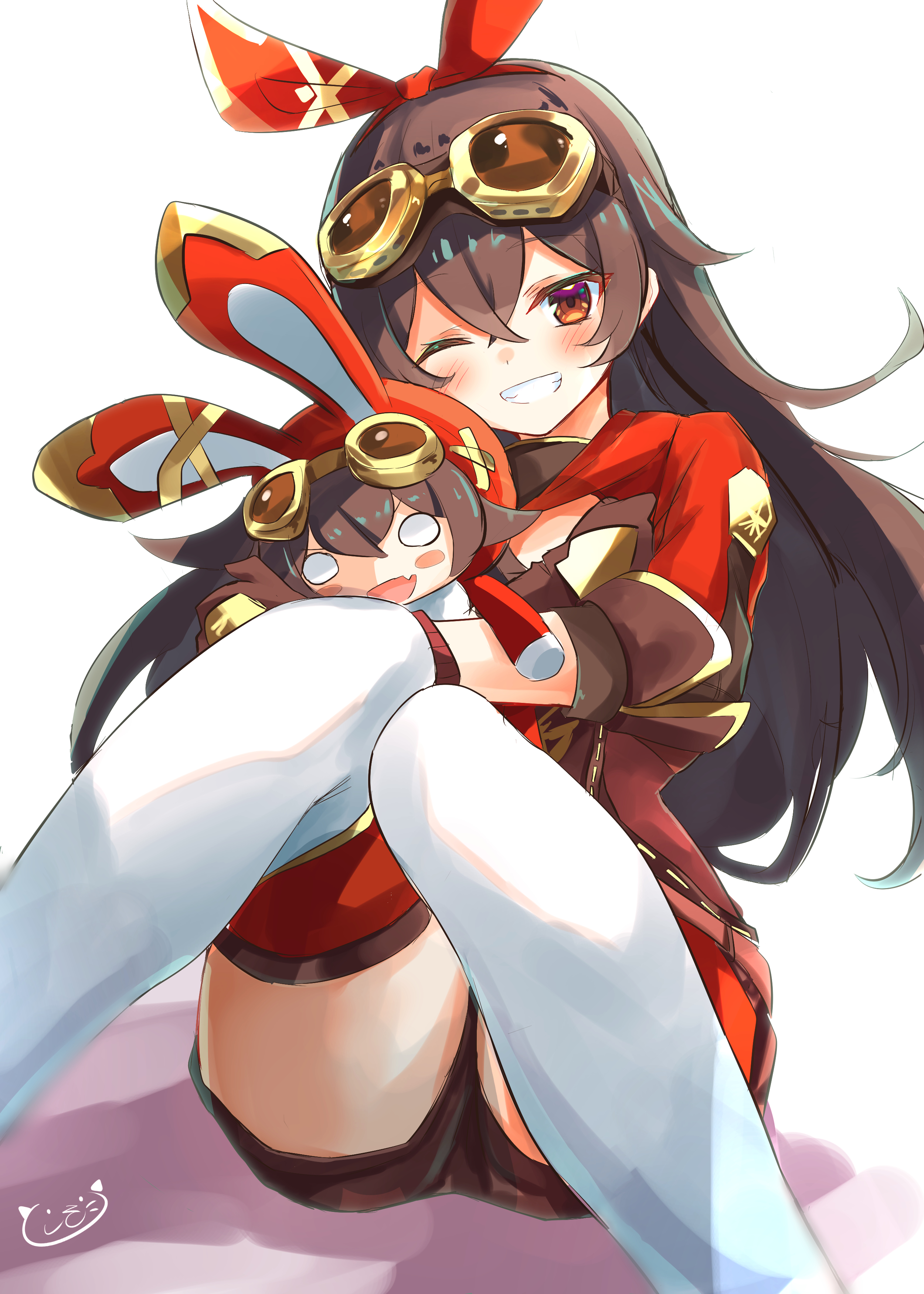 Safebooru - 1girl :d absurdres amber (genshin impact) animal ears baron bunny blush brown eyes ...