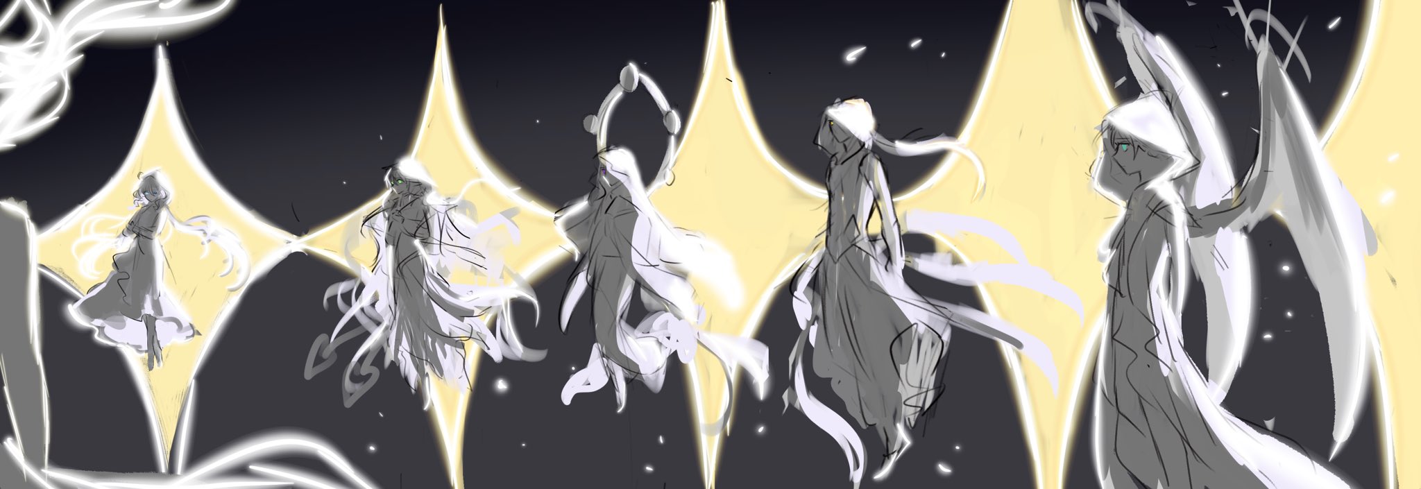 Safebooru - 2boys 4girls asmoday (genshin impact) bare shoulders blue ...