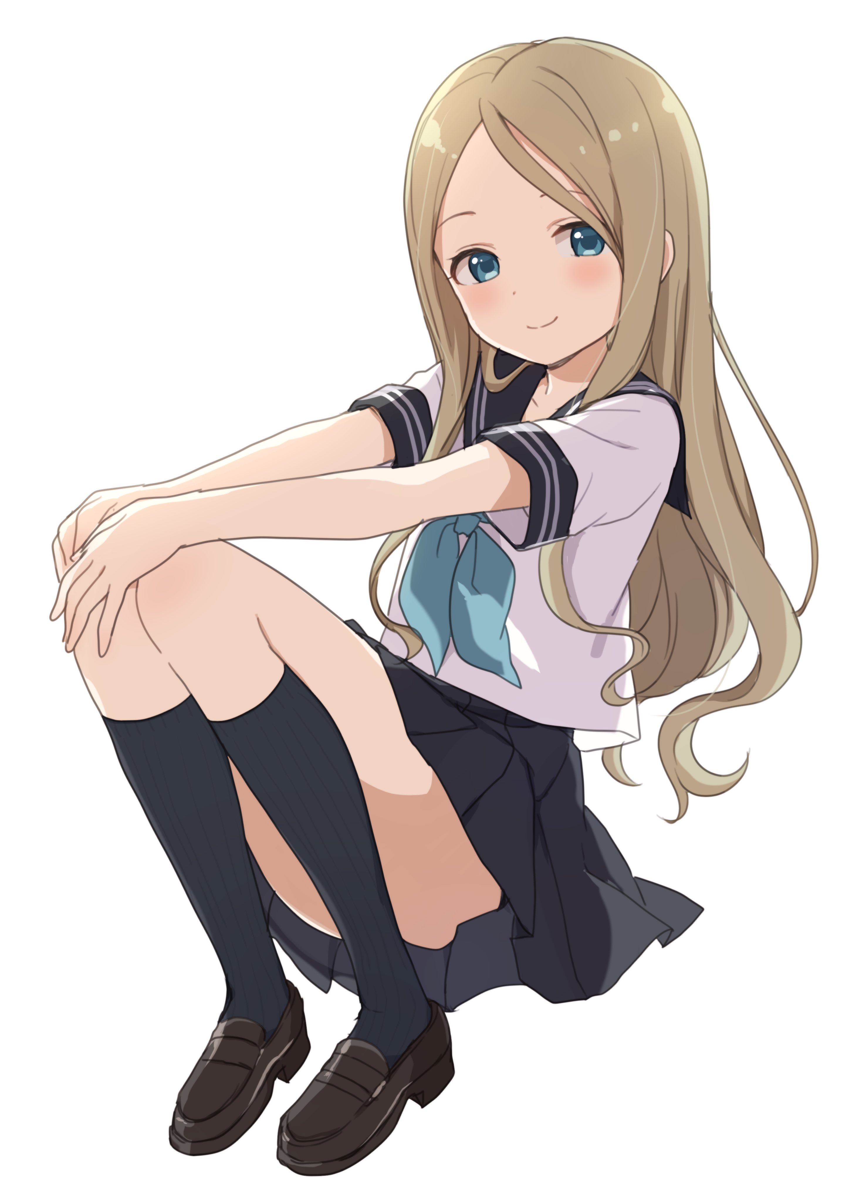 Safebooru - absurdres bangs black footwear black legwear black sailor collar black skirt blonde ...