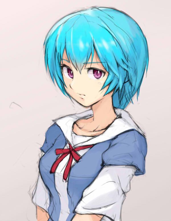 Safebooru - 1girl ayanami rei blue hair breasts closed mouth looking at viewer neon genesis ...