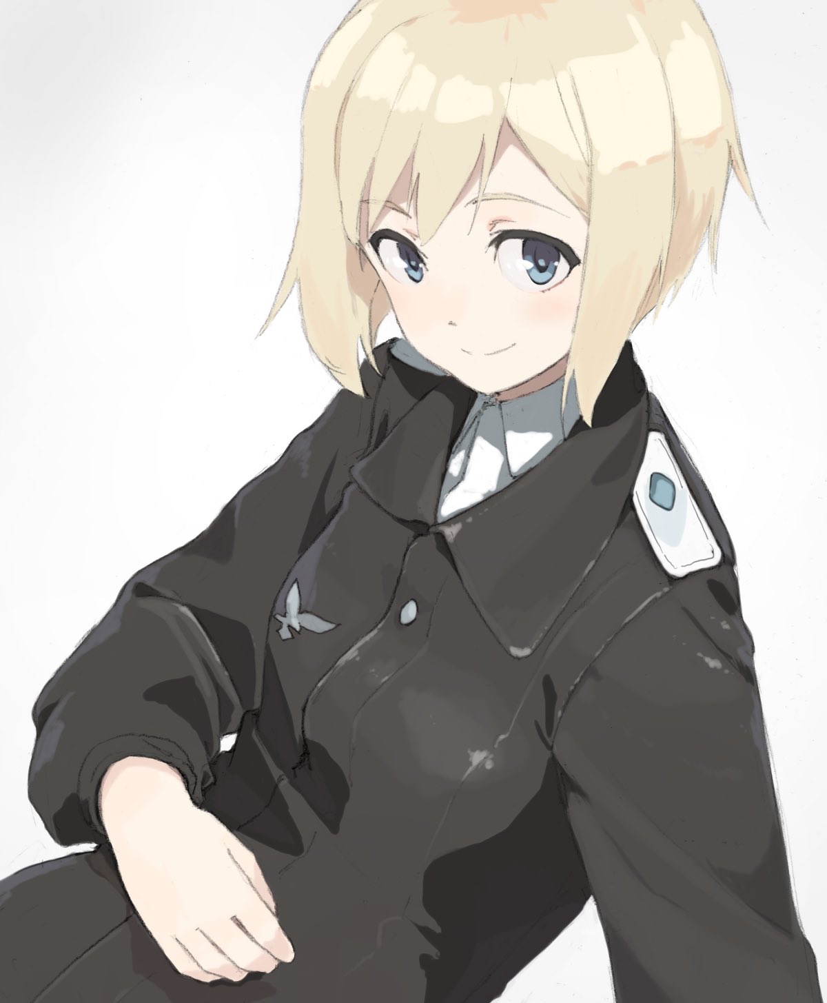 Safebooru - 1girl black jacket blonde hair blue eyes bob cut closed ...
