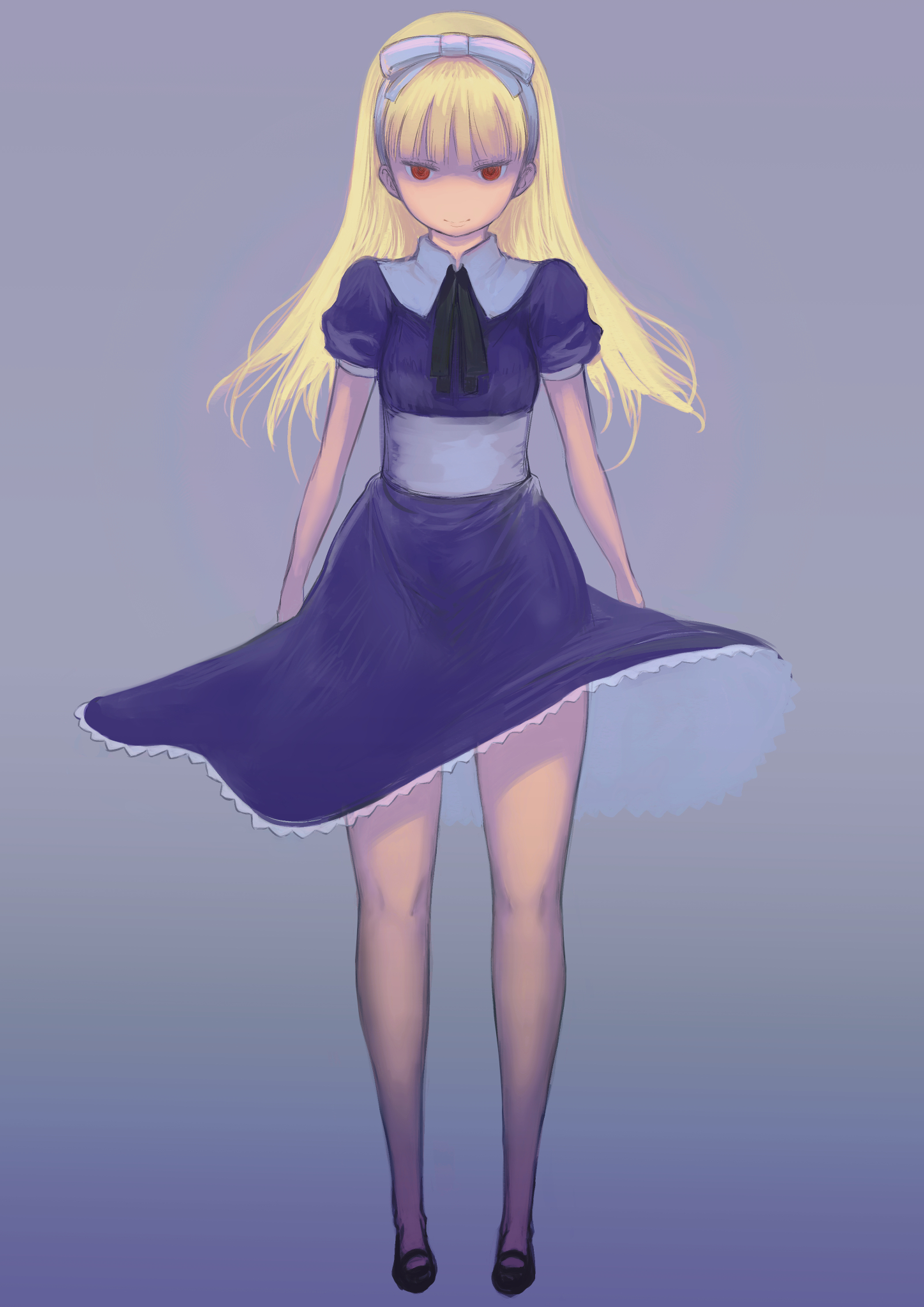 Safebooru - 1girl alice (megami tensei) bangs black footwear blonde hair closed mouth dress full ...