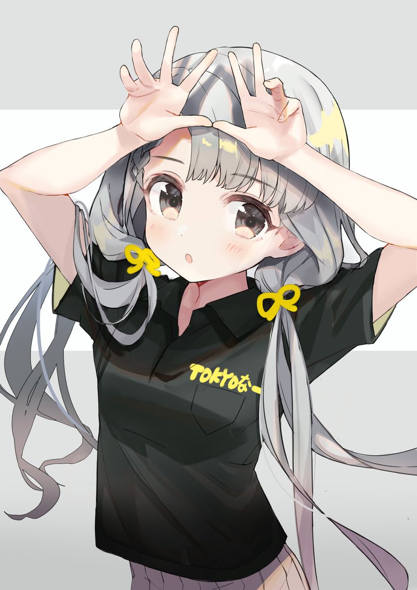 Safebooru - 1girl bangs black shirt blunt bangs blush braid braided bangs brown eyes eyebrows ...