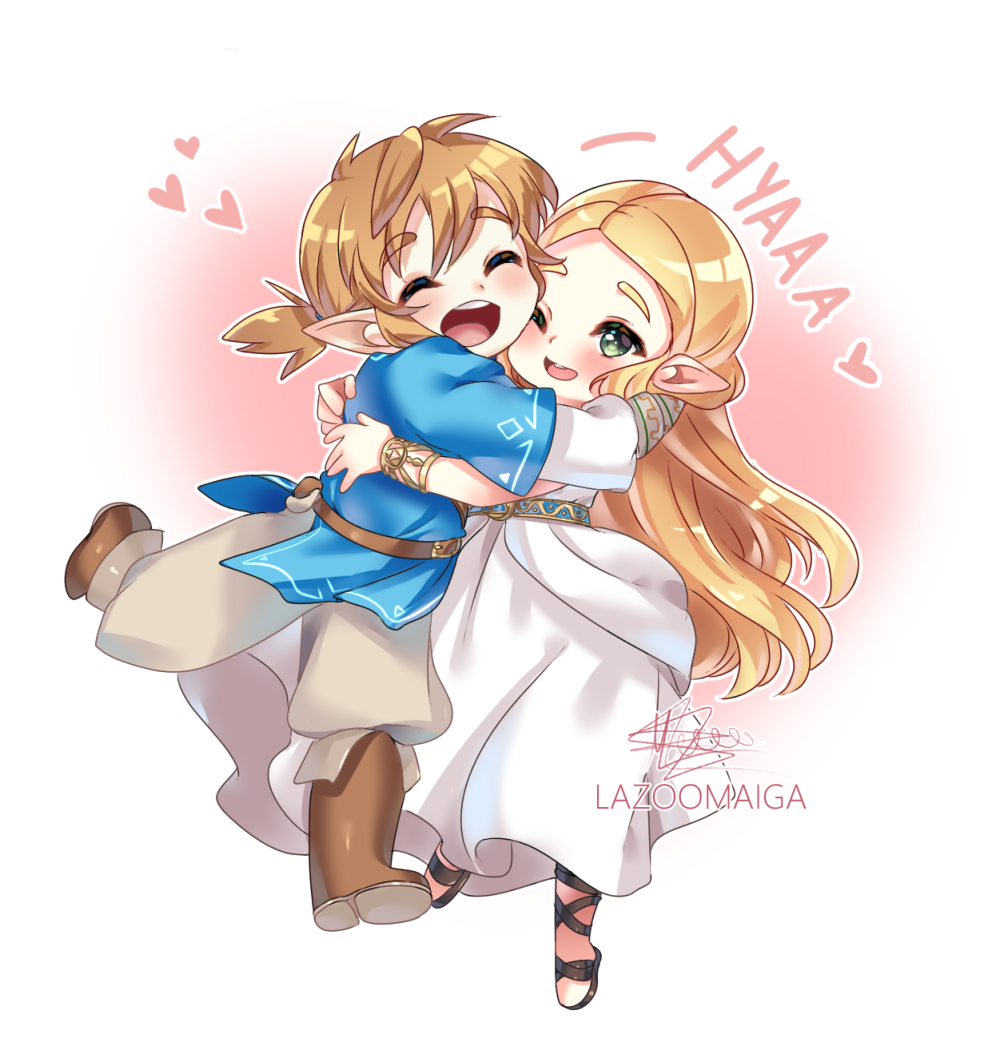 Safebooru - 1boy 1girl bangs blonde hair blush chibi couple dress ...